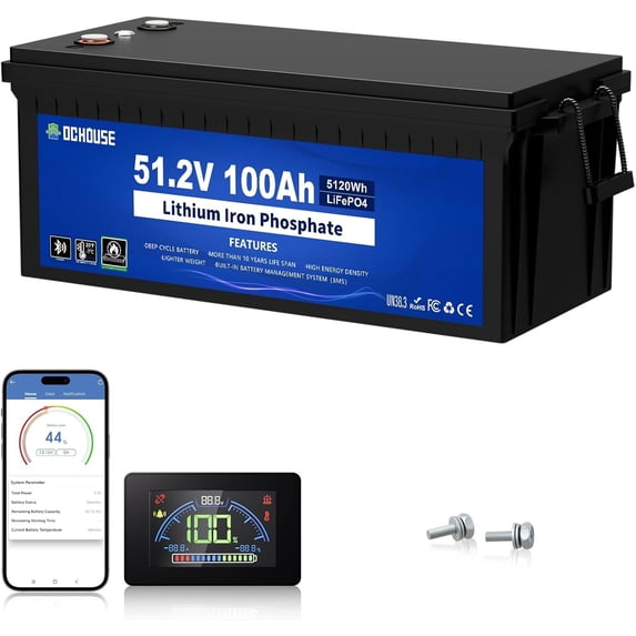 DC HOUSE 48V 100Ah Lithium Golf Cart Battery w/Switch, Lifepo4 Battery ...