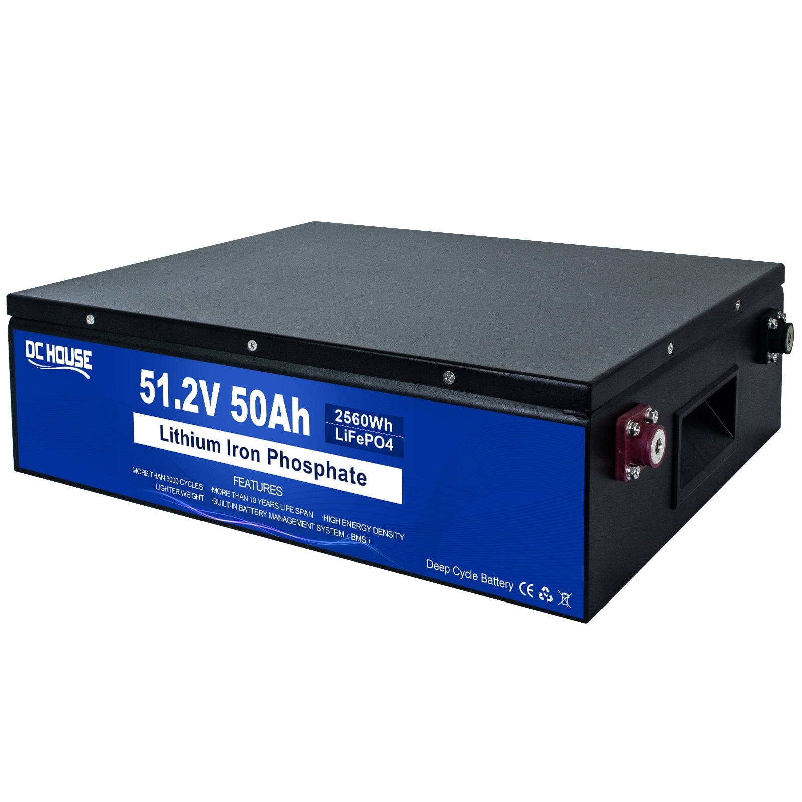 DC HOUSE 48V 50Ah LiFePO4 Lithium Golf Cart Battery, Smart 50A BMS ...