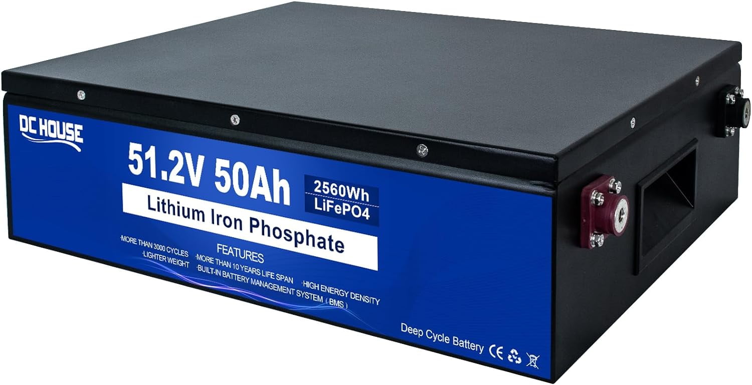 DC HOUSE 48V 50Ah LiFePO4 Golf Cart Battery, Built-in Smart 50A BMS ...