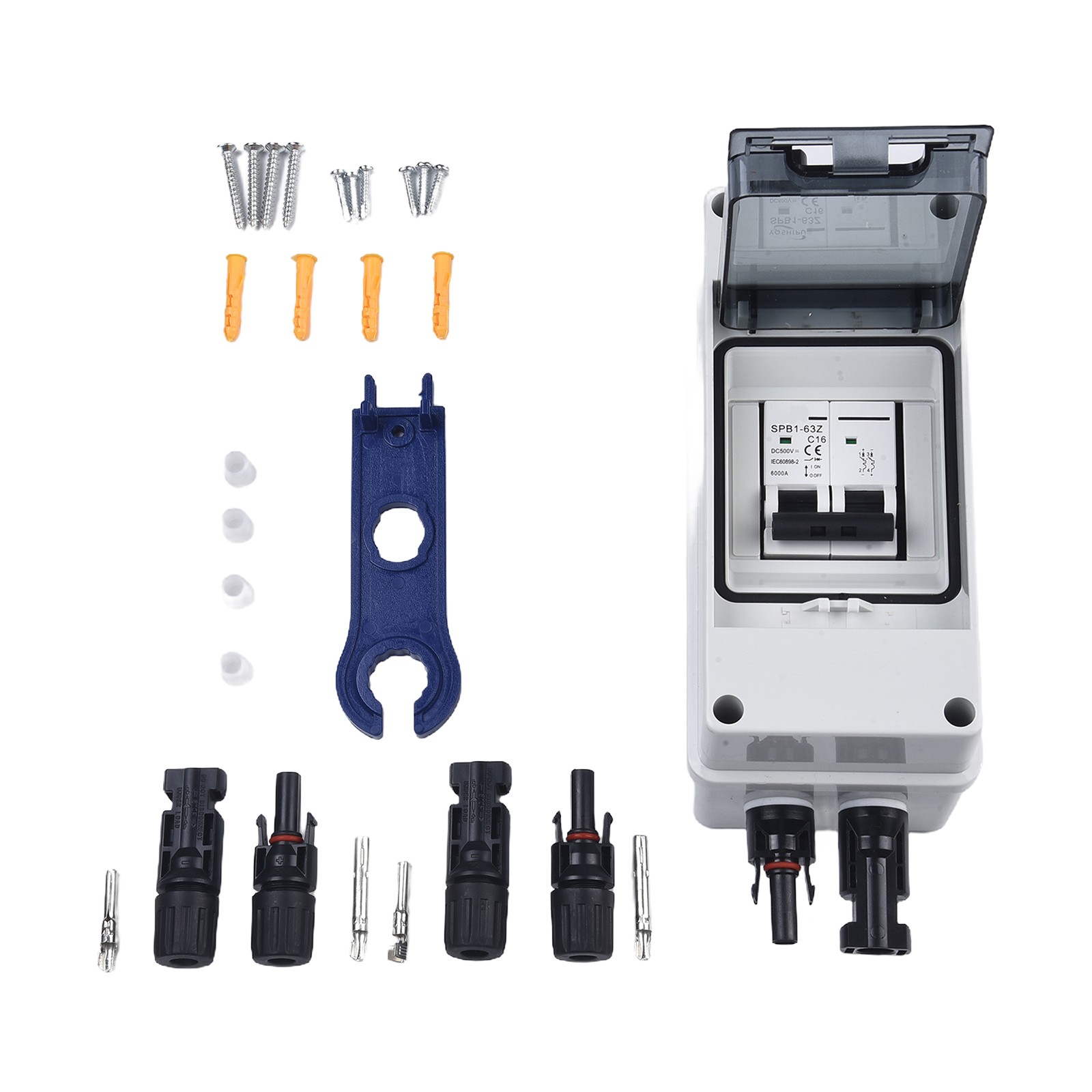 Dc Isolator Switch Pv Circuit Breaker 2P 16A Combiner Box With Cable ...