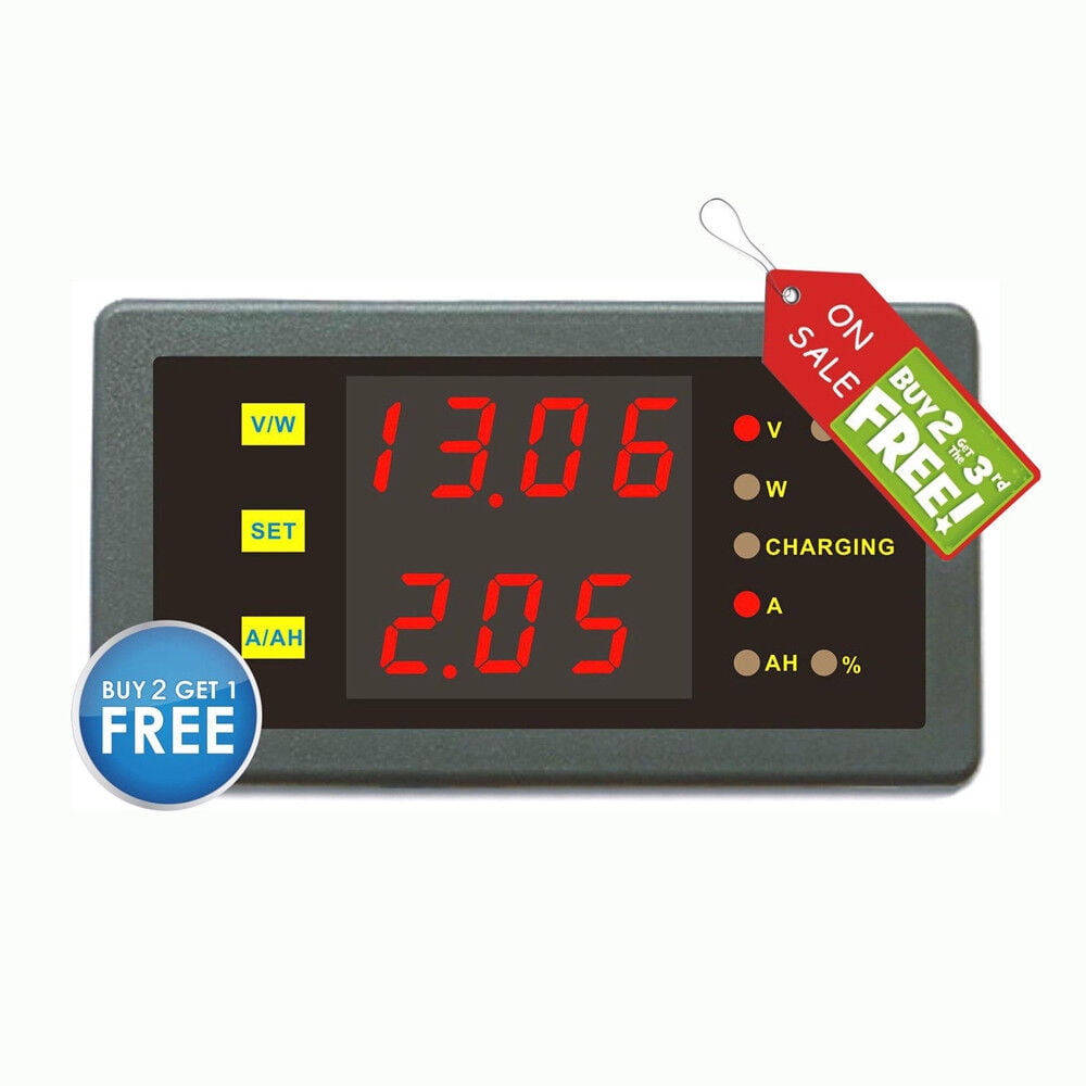 DC LED 120V 30A Dual Voltmeter Ammeter Current Meter Battery Monitor ...