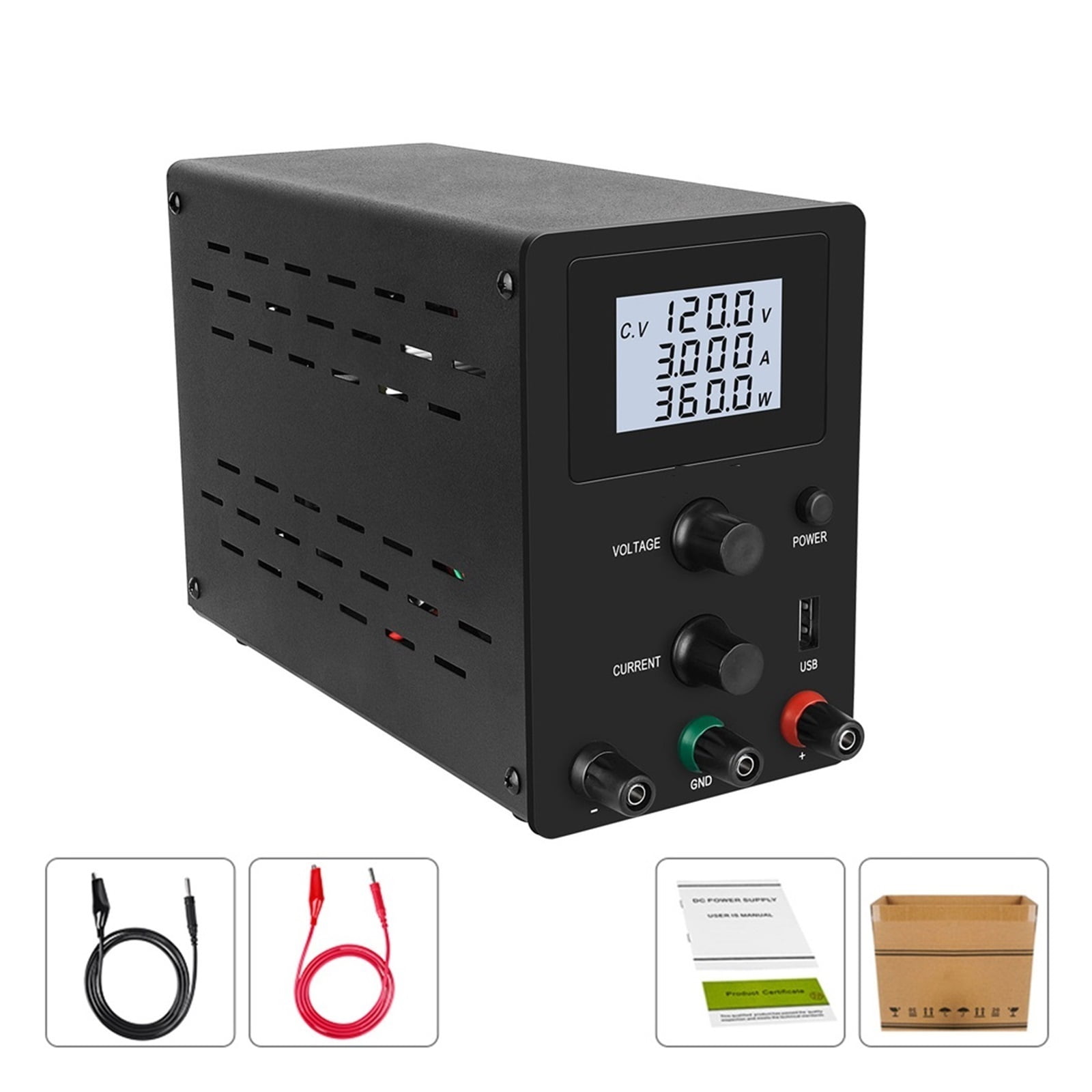 DC Laboratory Power Supply Adjustable 120V 3A With USB Voltage ...