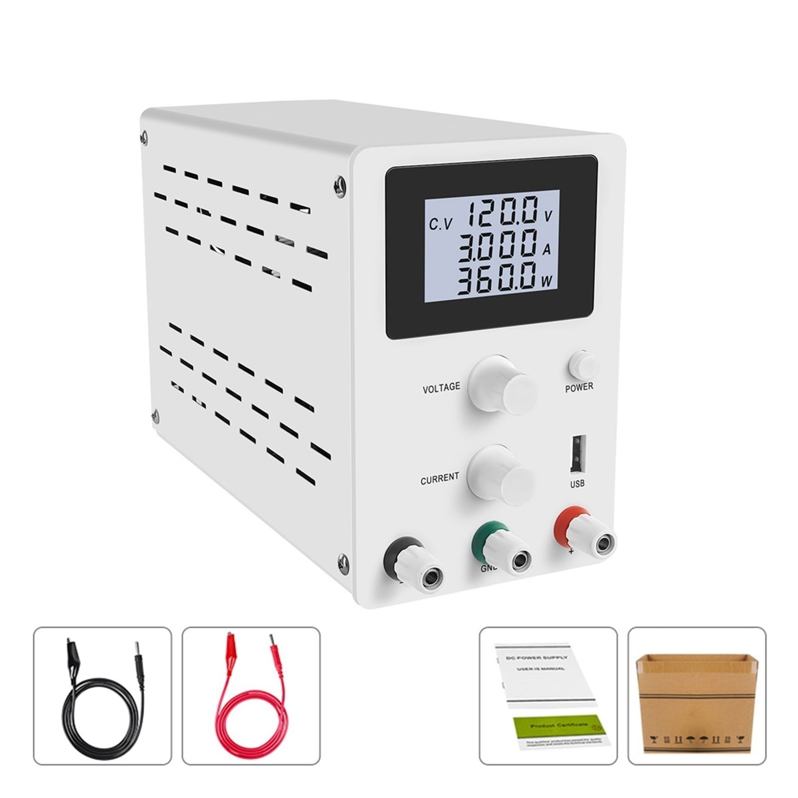 DC Laboratory Power Supply Adjustable 120V 3A With USB Voltage ...