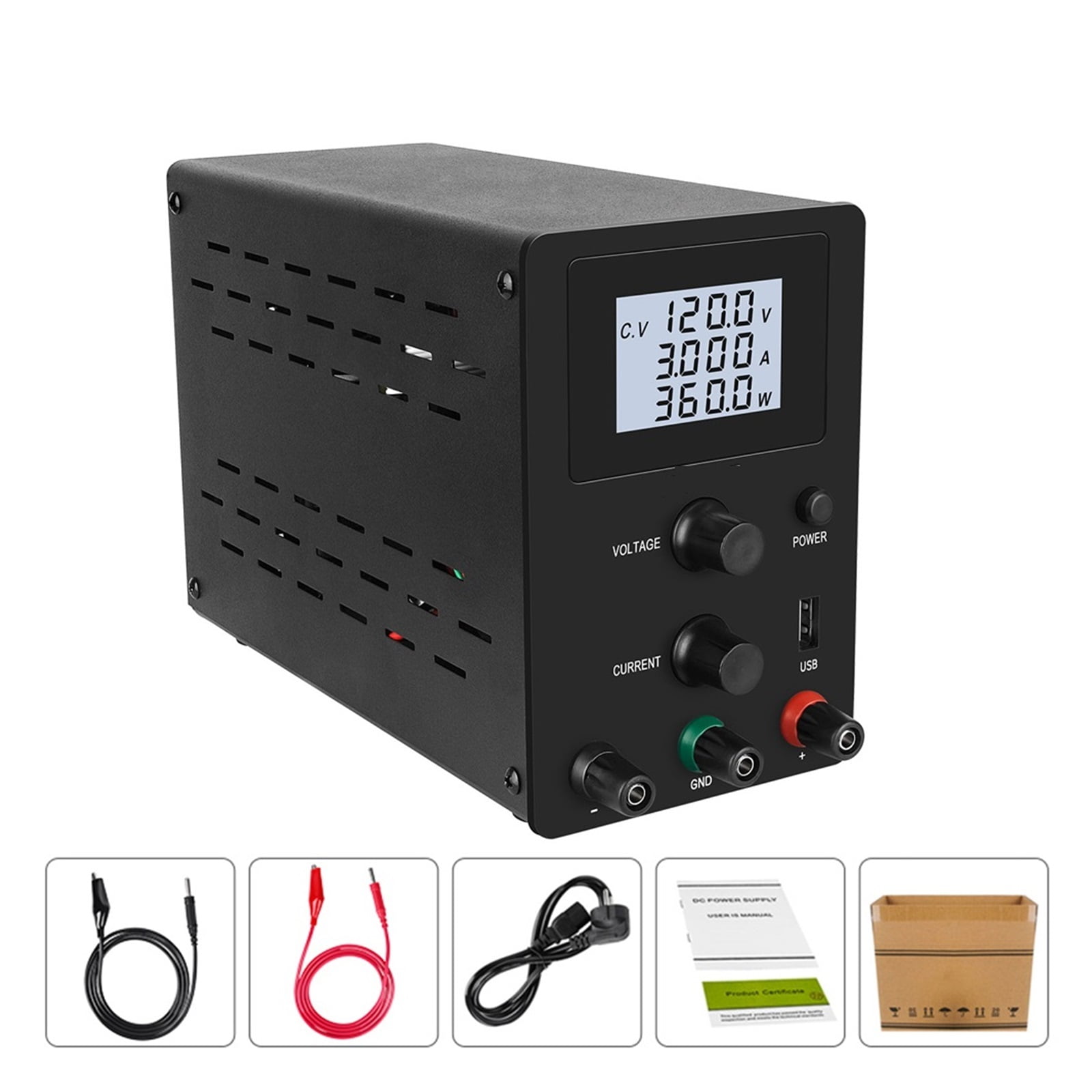 DC Laboratory Power Supply Adjustable 120V 3A With USB Voltage ...