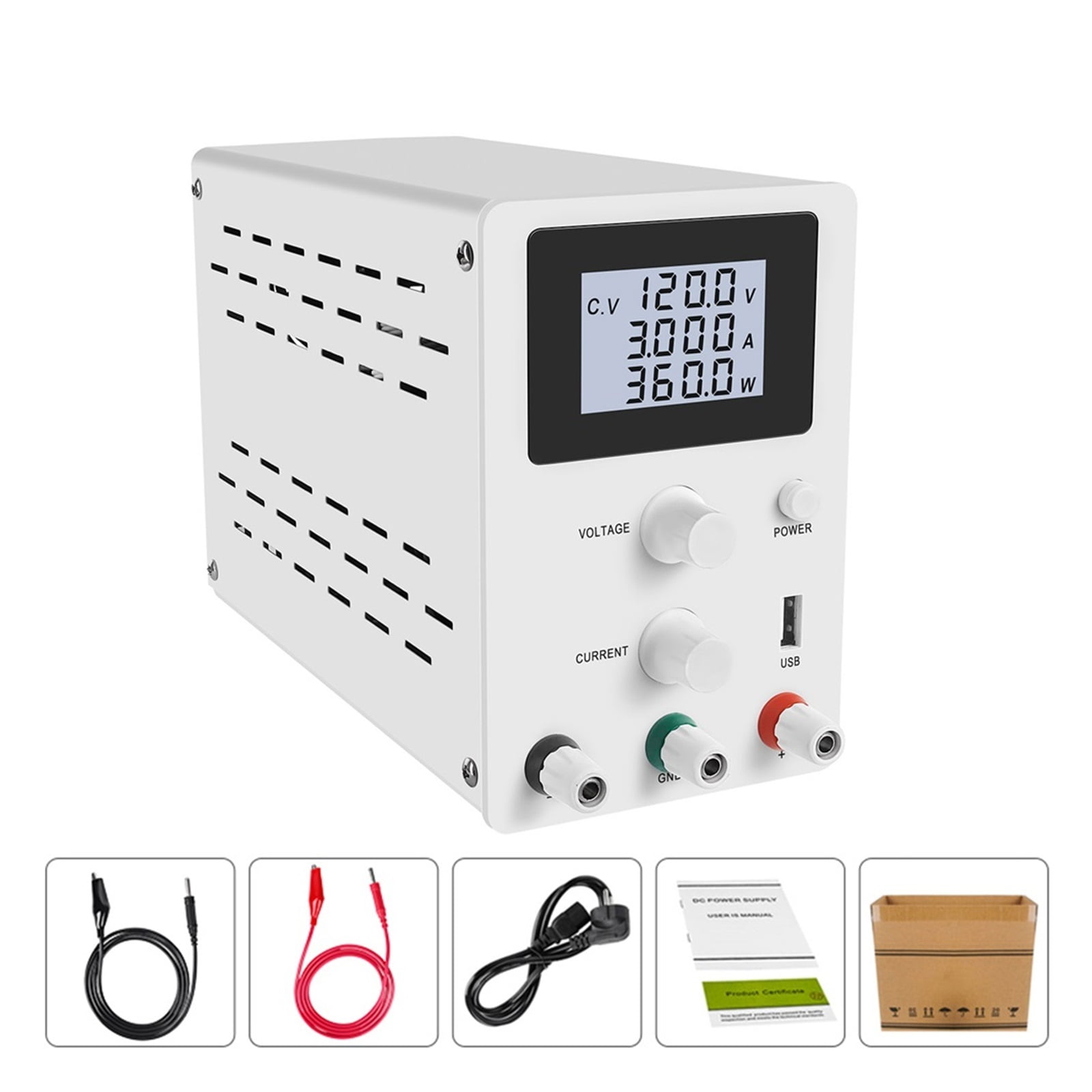 DC Laboratory Power Supply Adjustable 120V 3A With USB Voltage ...