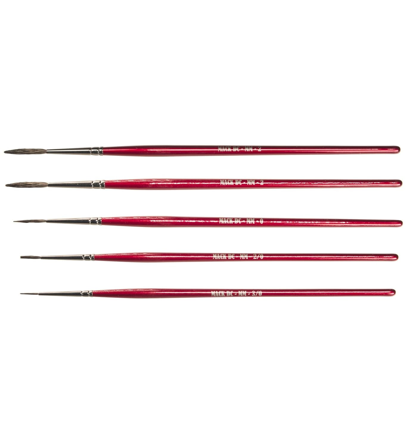 DC Micro Mono Set Of Five (5) Natural Hair Brushes Sizes 000-2 ...