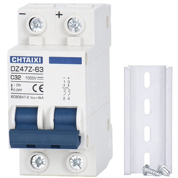 DC Miniature Circuit Breaker, 2 Pole 1000V 32 Amp Isolator for Solar PV ...
