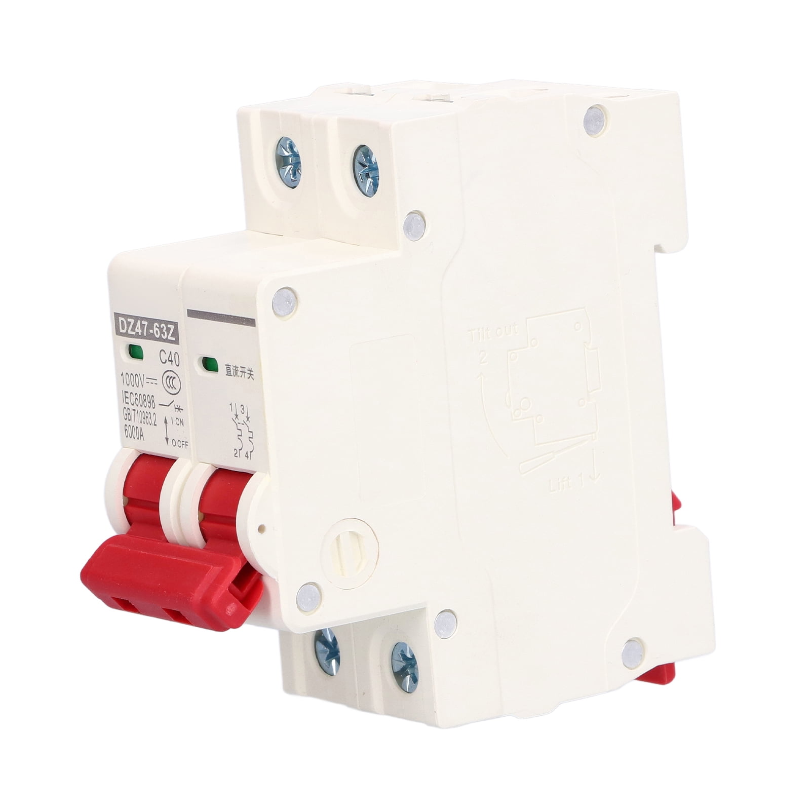 DC Miniature Circuit Breaker, 2 Pole 1000V 40A Disconnect Switch DIN ...