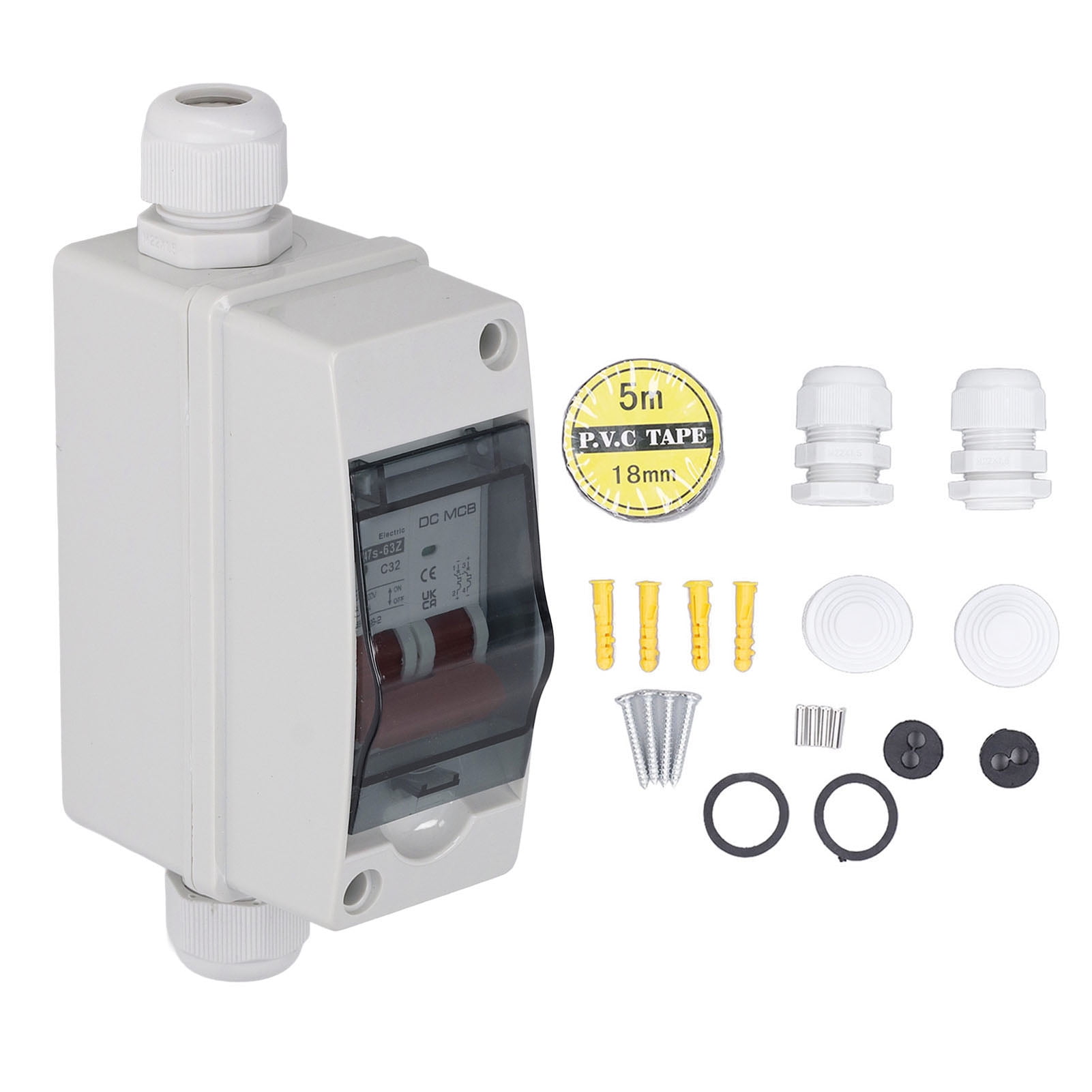 DC Miniature Circuit Breaker 2P IP65 Waterproof Transparent Cover 32A ...