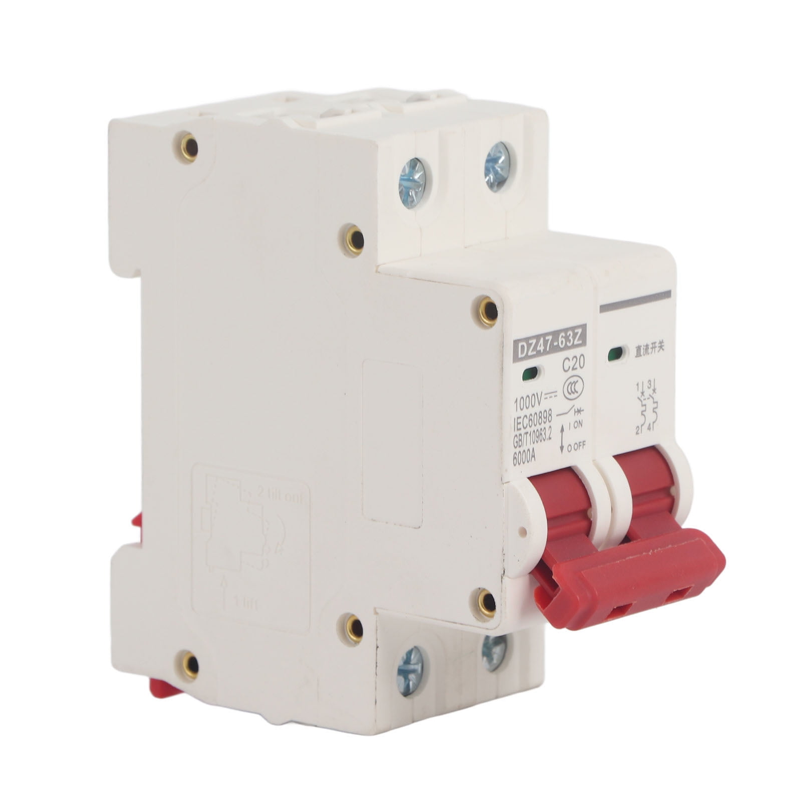 DC Miniature Circuit Breaker 2P Solar PV System Isolator DIN Rail Mount ...