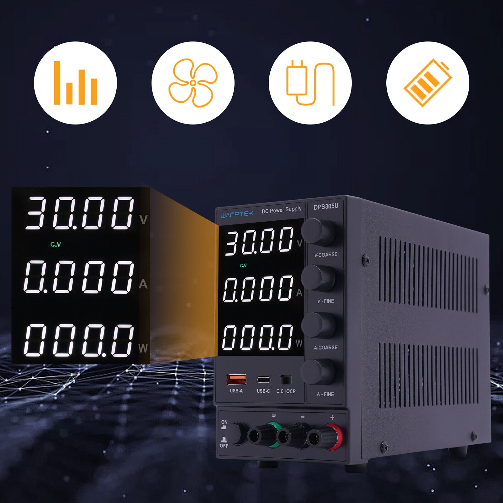 DC Power Supply, 150W 0-5A Variable Adjustable, Digital Bench Power ...