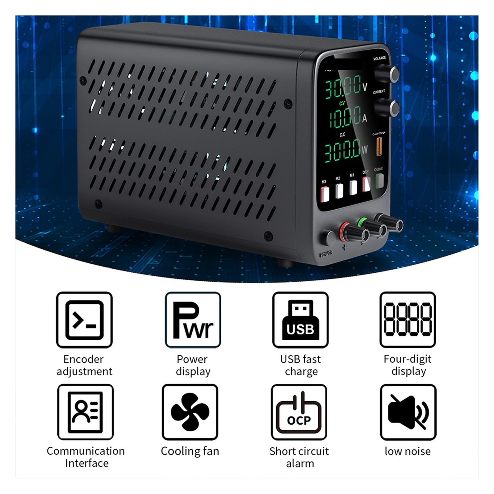DC Power Supply 30V 10A Lab Programmable Memory Function Adjustable ...