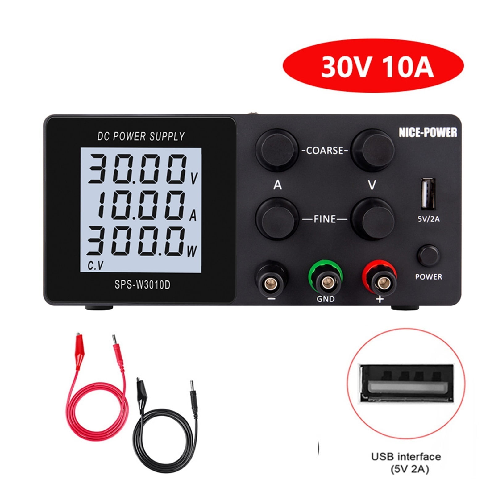 DC Power Supply Adjustable 4 Digit LCD Screen Lab Bench Power Source ...