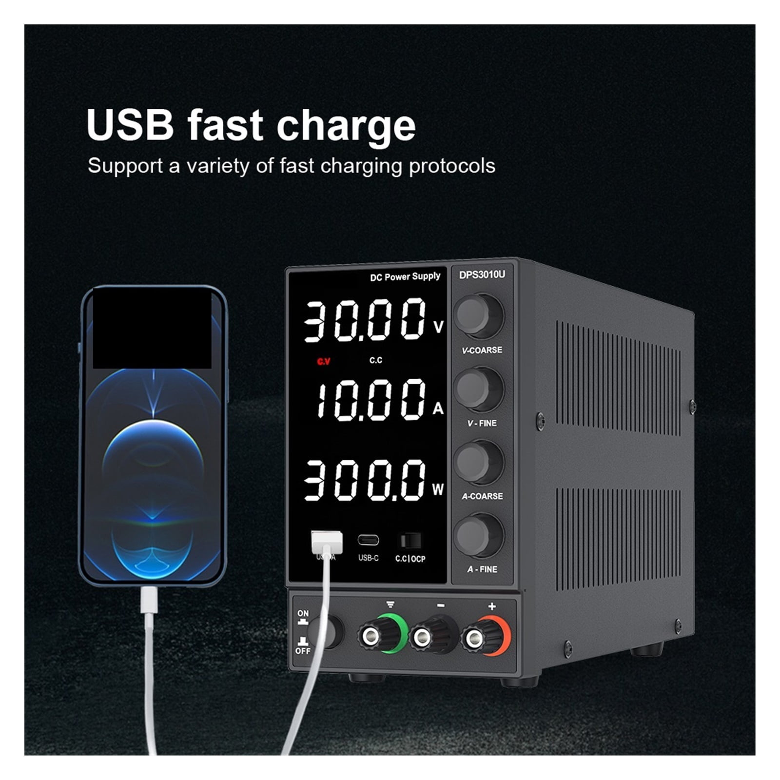 DC Power Supply Adjustable Lab Bench Power Source 30V 10A 60V 5A ...