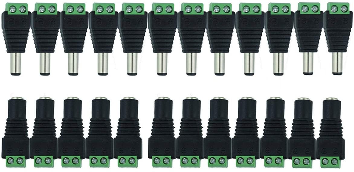 DC Power Supply Male/Female Connector Plug Adapter - 12V Jack Socket ...