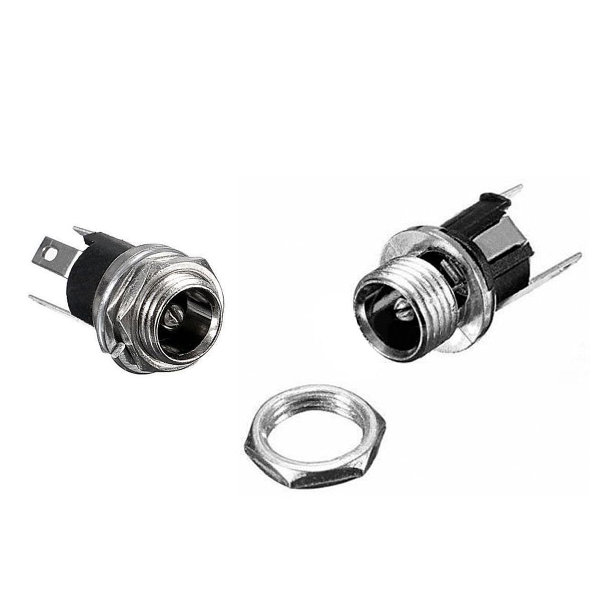 DC Power Supply Metal Jack Socket Female Panel Mount Connector 5.5 x 2 ...