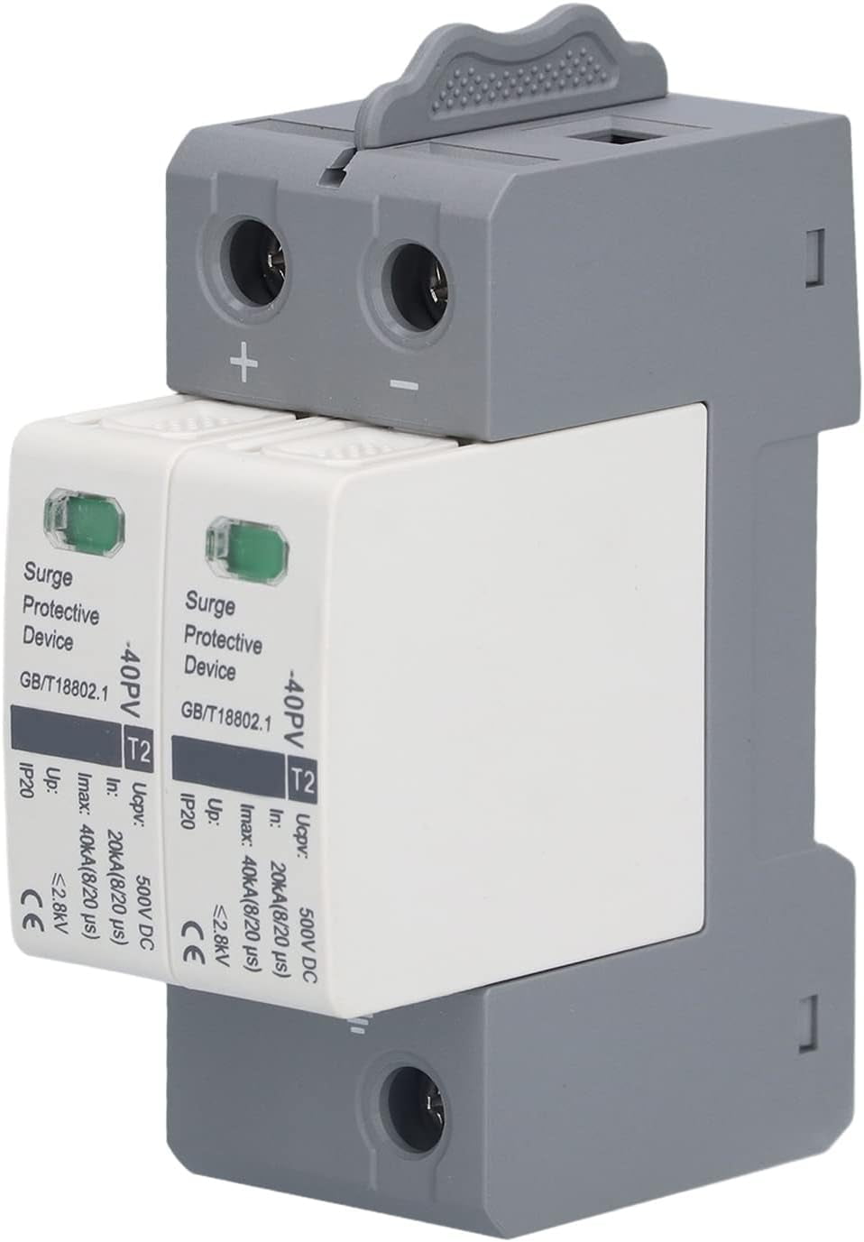 DC Power Surge Protector, 20 40KA 500VDC Voltage Surge Arrester Device ...