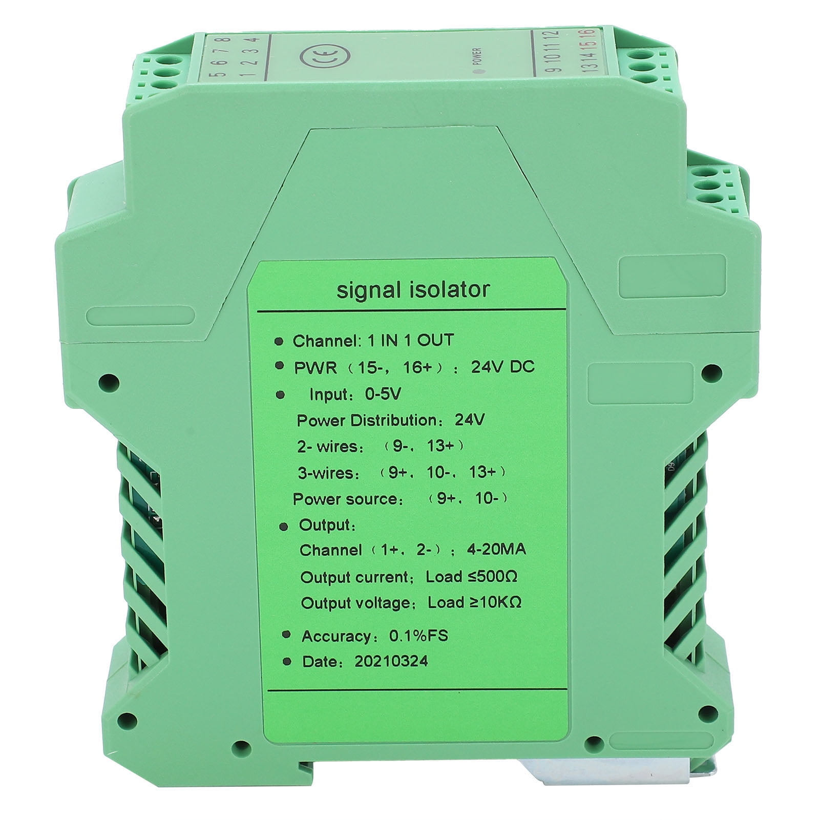 DC Signal Isolator 1 In 1 Out 4-20mA Rail Mount, Current Voltage ...