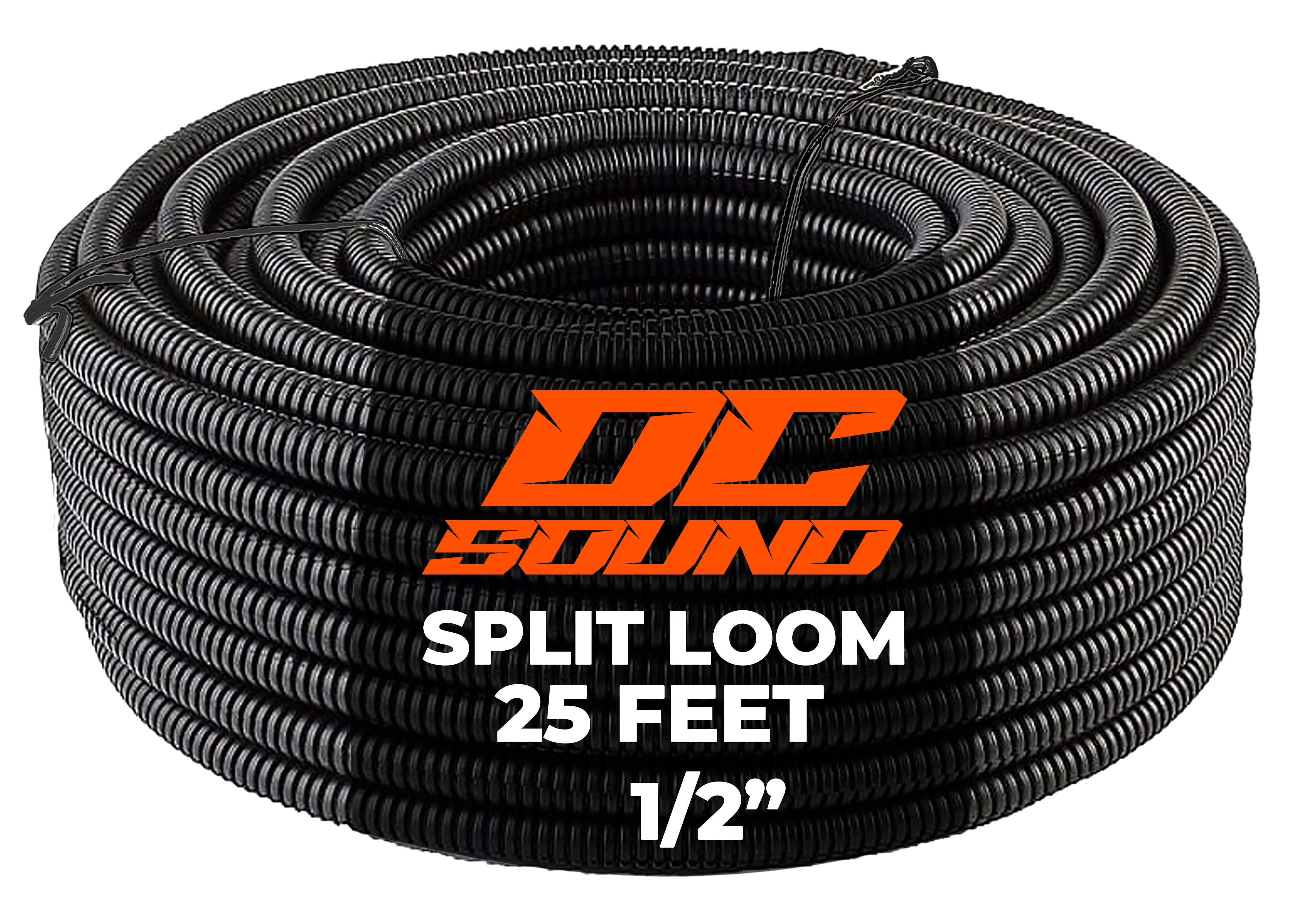 DC Sound 1/2" 13mm 25 Feet Split Wire Loom Cable Sleeves Conduit ...