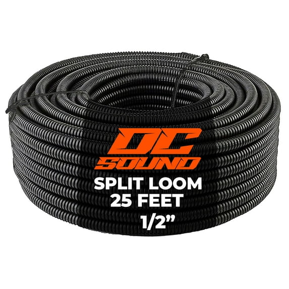 DC Sound 1/2" 13mm 25 Feet Split Wire Loom Cable Sleeves Conduit ...