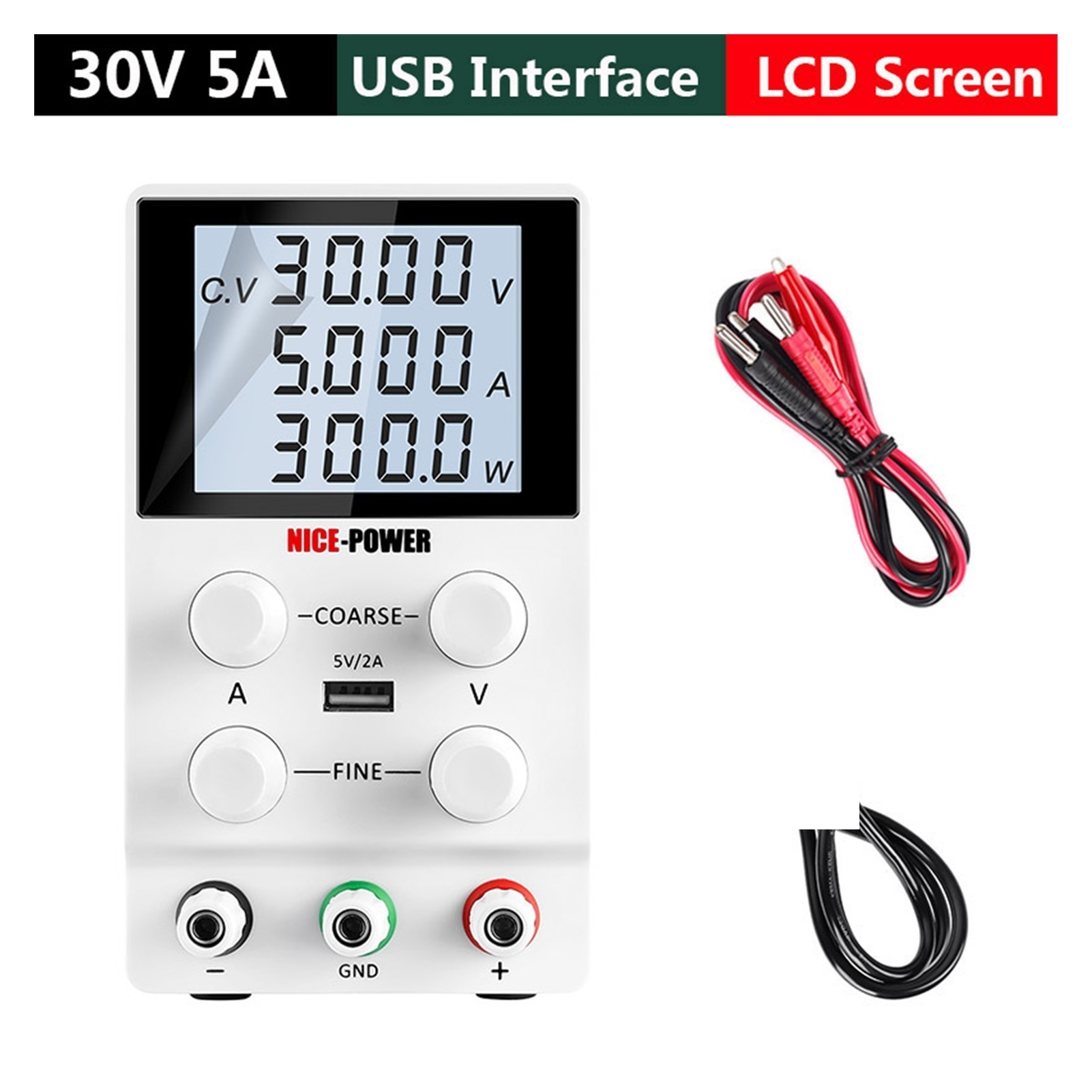 DC Switching Lab Power Supply Laboratory Adjustable LCD Screen High Precision 30V 10A 60V5A ...