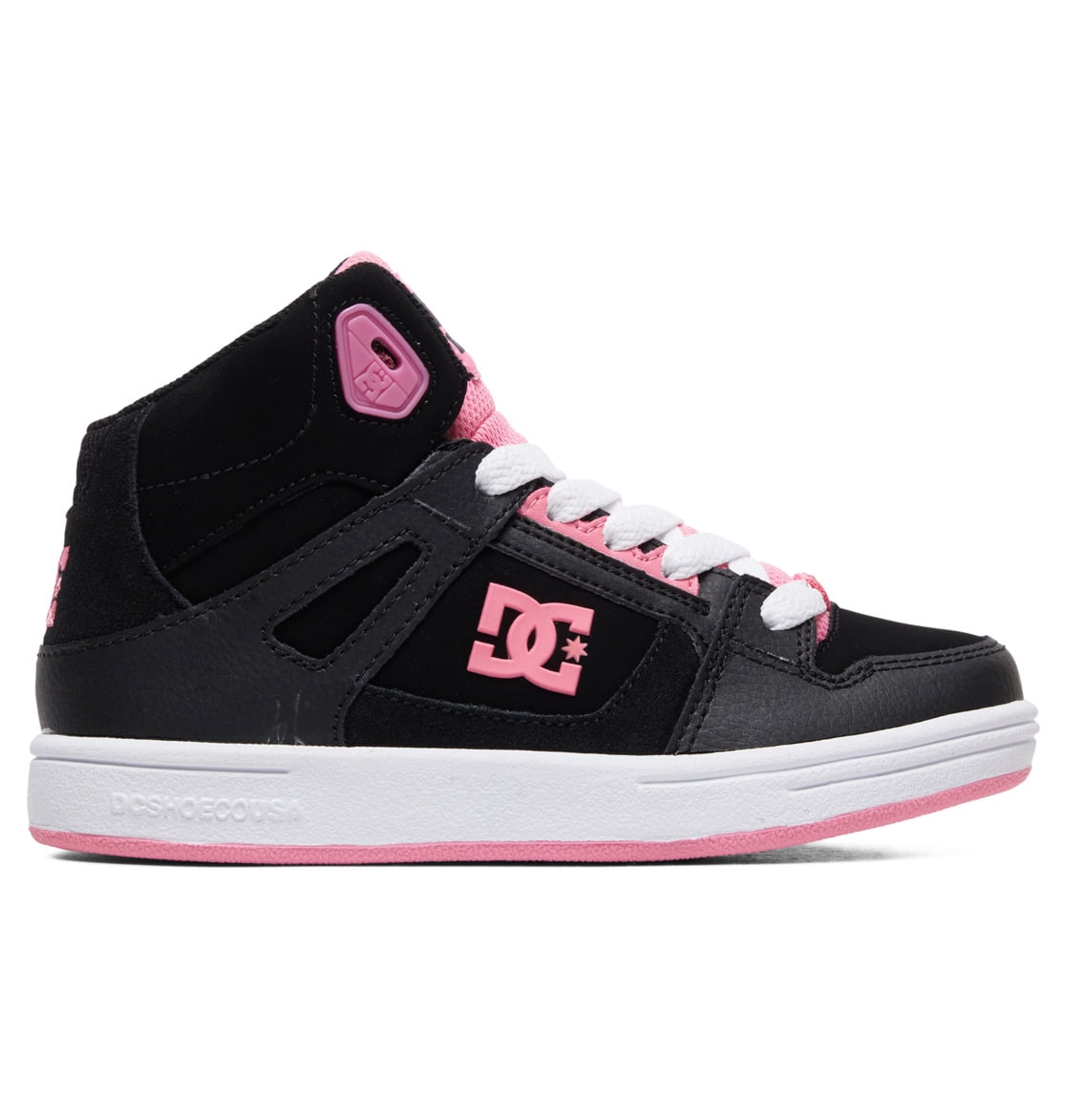 DC Unisex-Child Pure High-top Girls Skate Shoe BLACK/PINK - Walmart.com