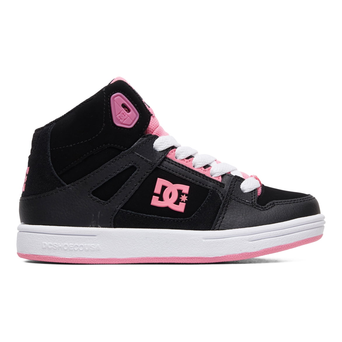 DC Unisex-Child Pure High-top Girls Skate Shoe BLACK/PINK - Walmart.com