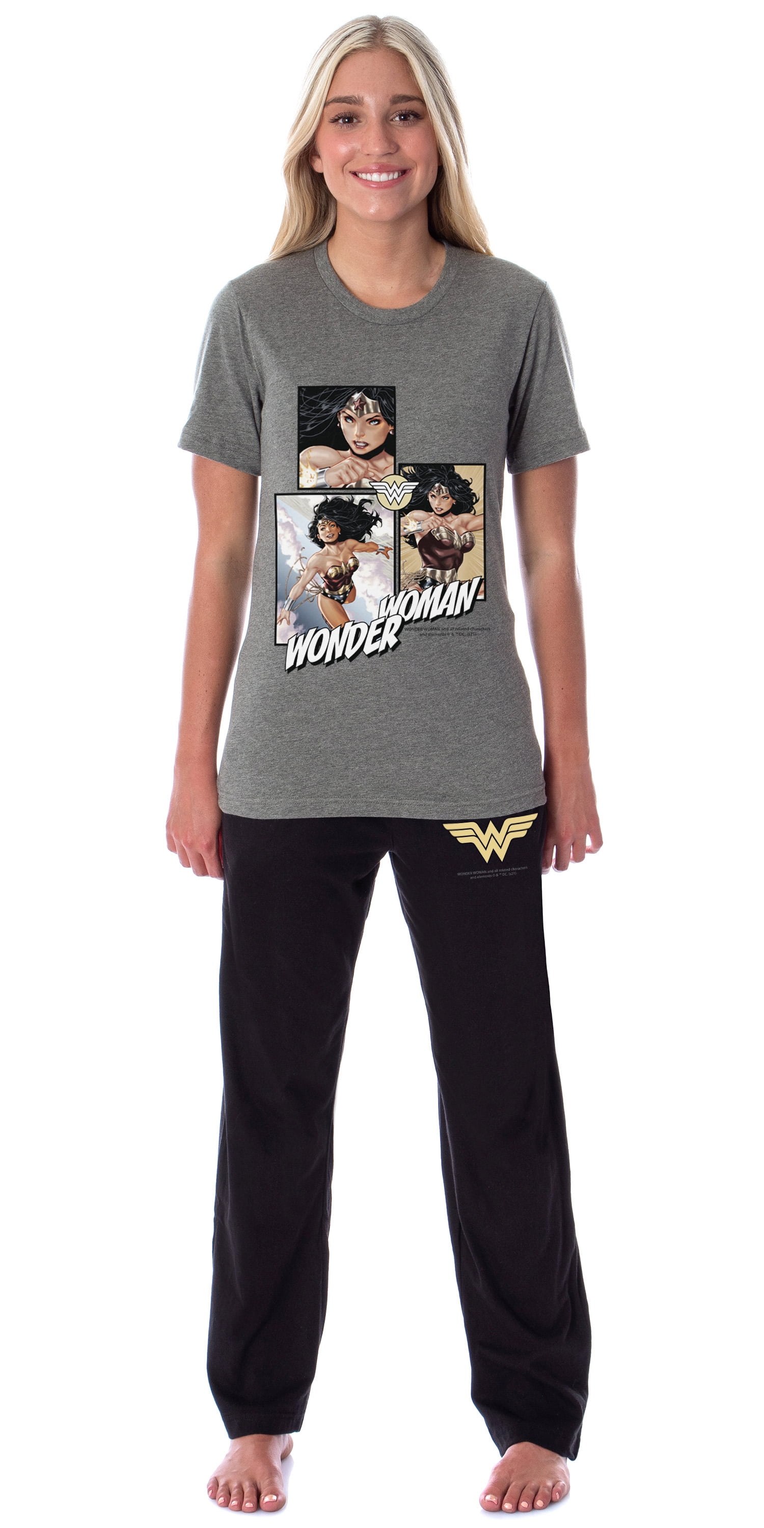 DC Womens' Comic Wonder Woman Sleep Pajama Set Crewneck Shirt and Pants ...