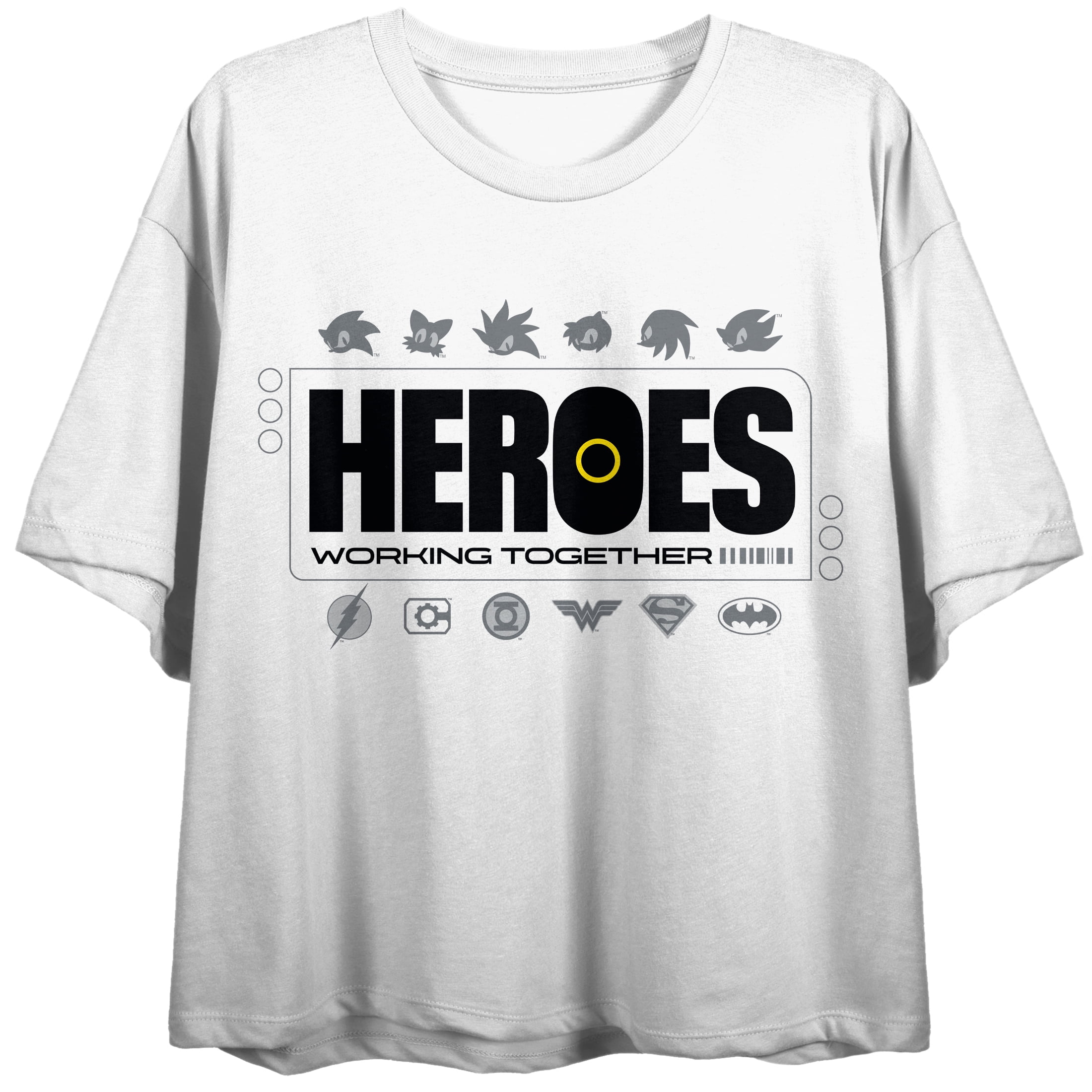 DC X Sega Heroes Working Together Women’s White Crew Neck Short Sleeve ...