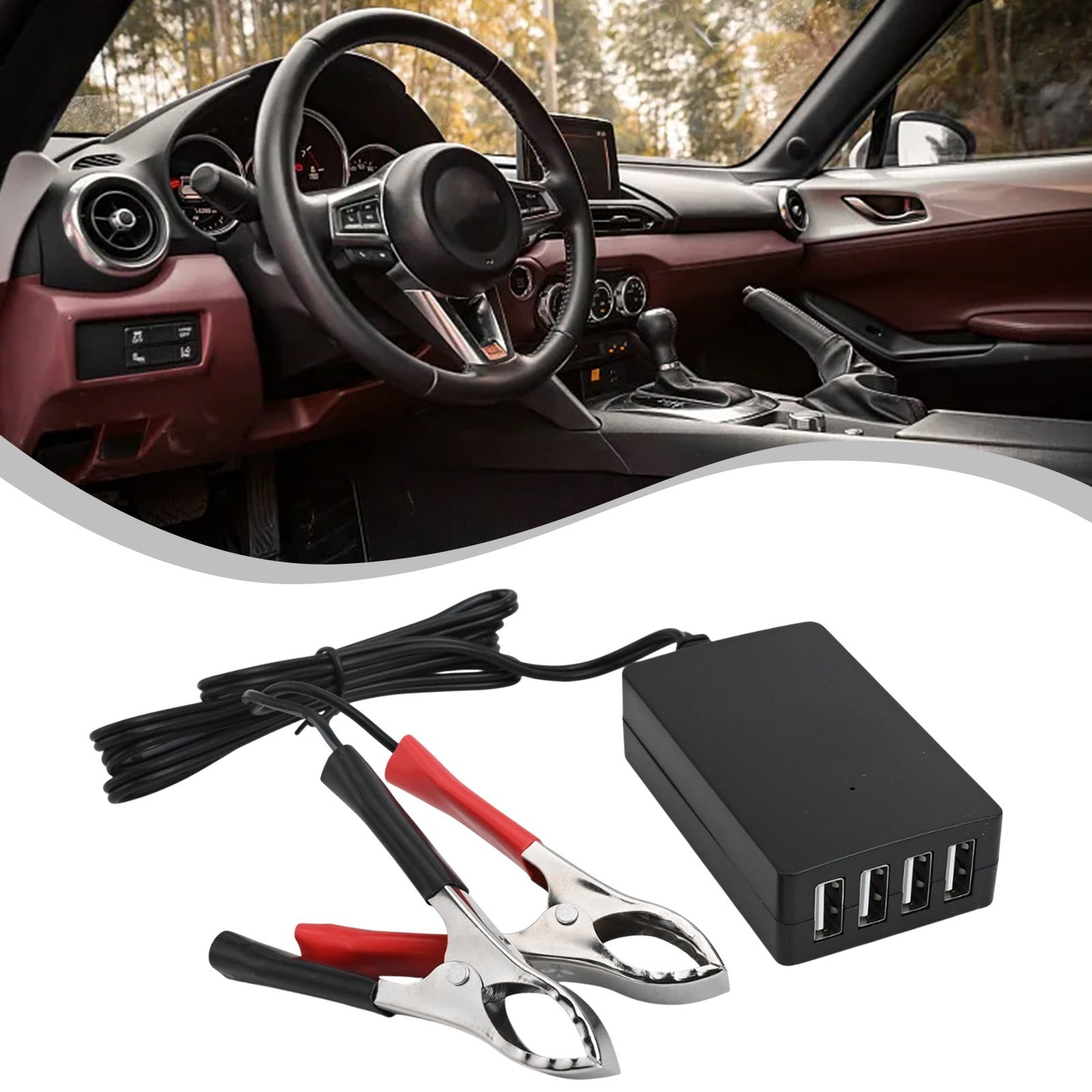 Dc with Battery Clip 12V/24V To 5V 4-Port Usb Charger Multiport Adapter ...