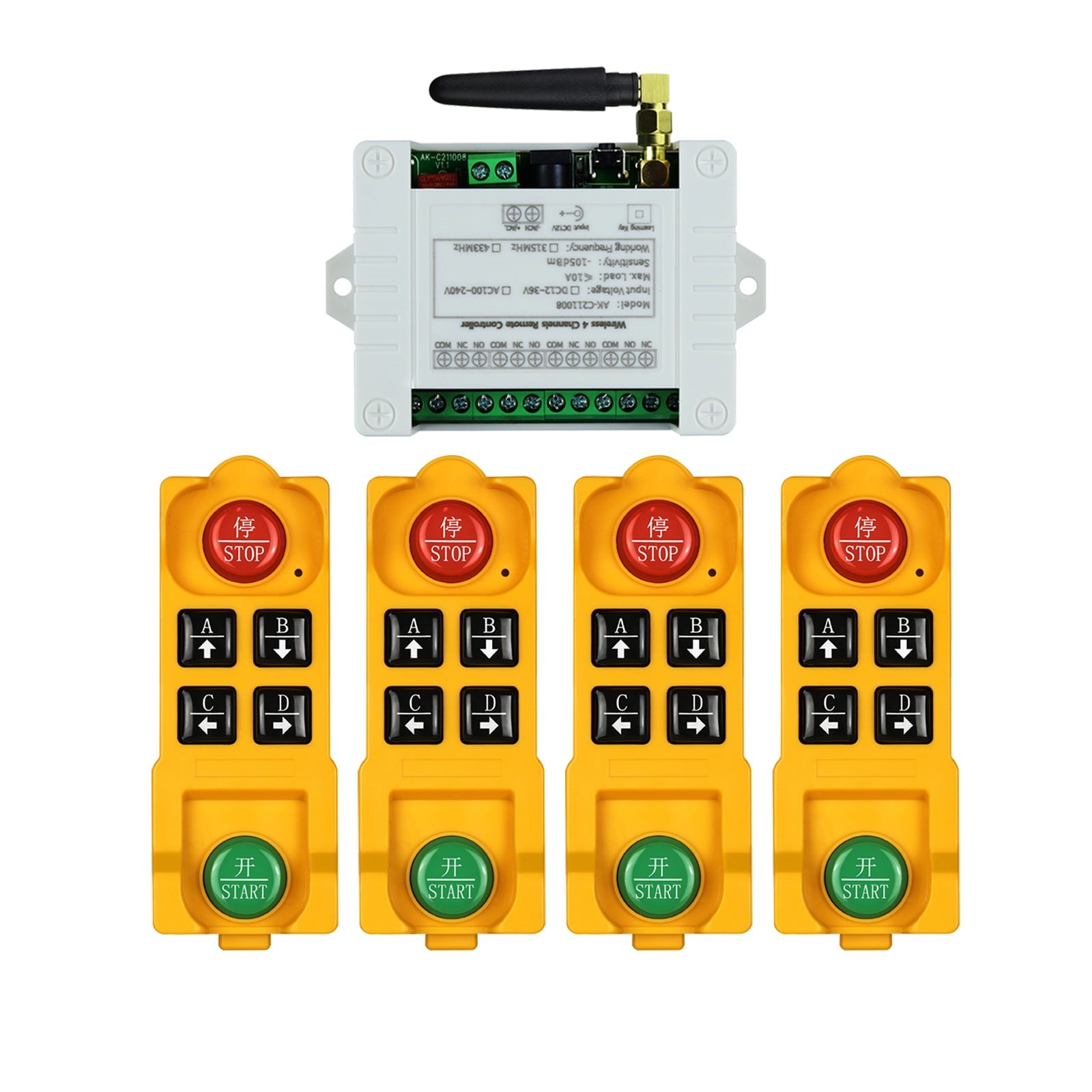 DC12/24/36 4CH Wireless Remote Control LED Light Switch Relay Output ...