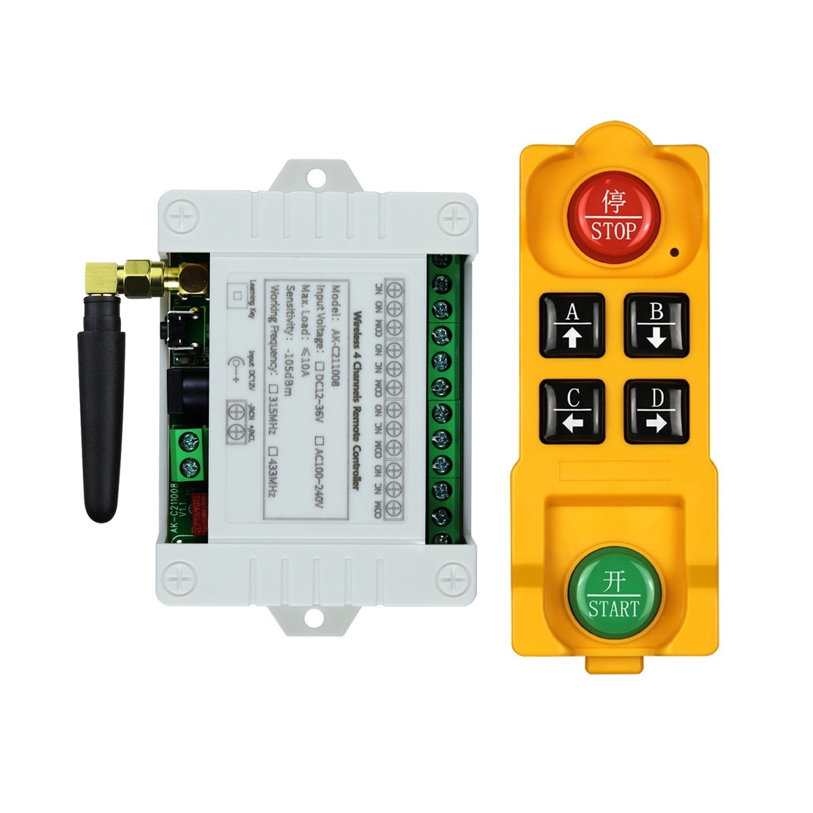 DC12/24/36 4CH Wireless Remote Control LED Light Switch Relay Output ...