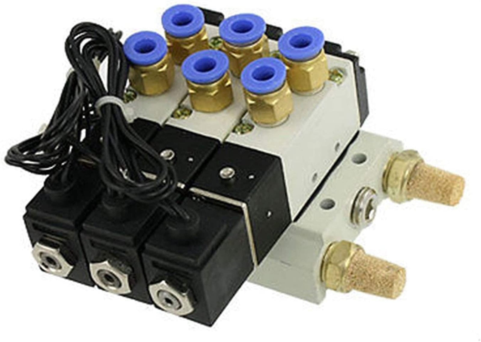 DC12V 24V Triple Pneumatic Solenoid Valve 4V110-06 Muffler 4mm 6mm 8mm ...