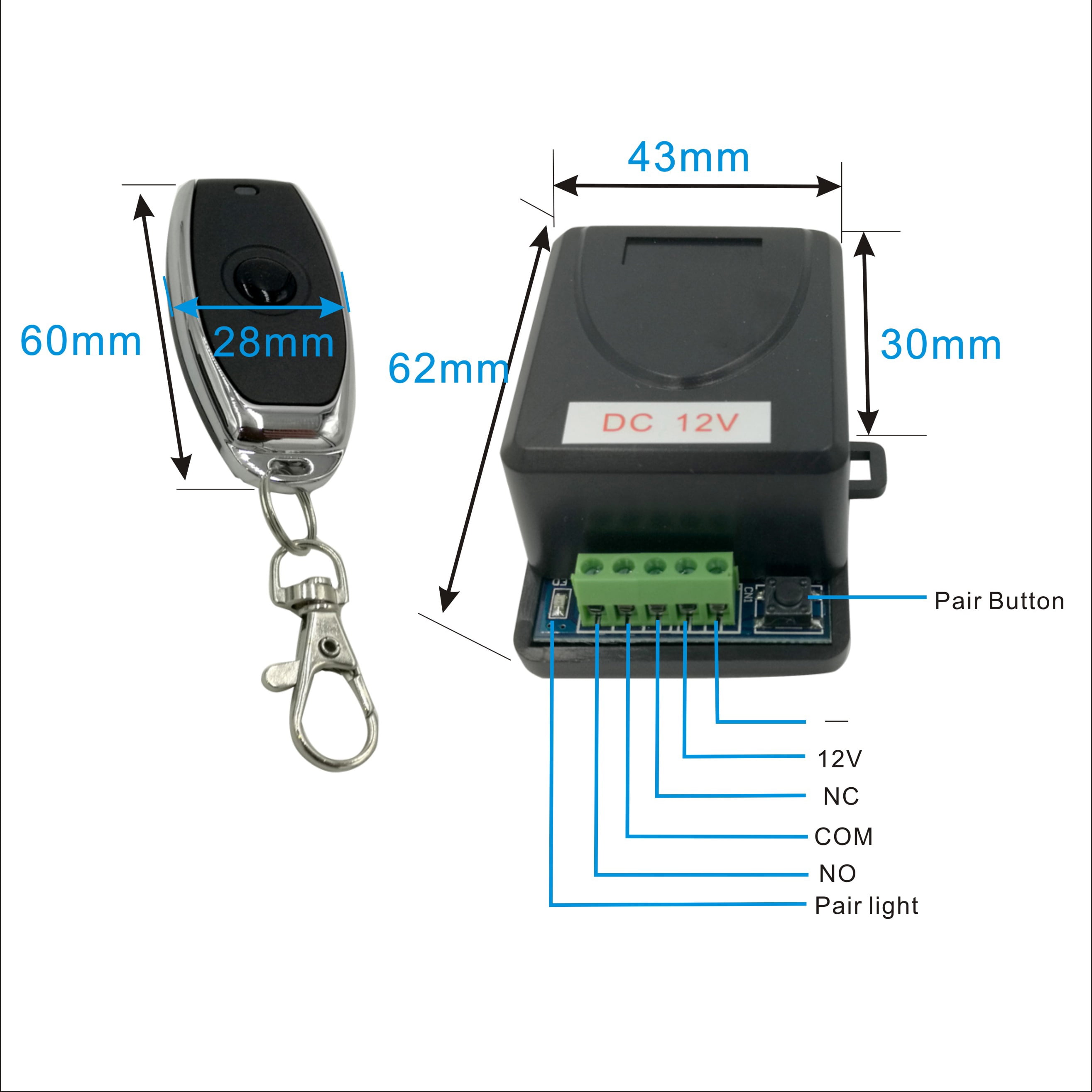 DC12V 433MHz metal wireless remote control switch for door lock access ...