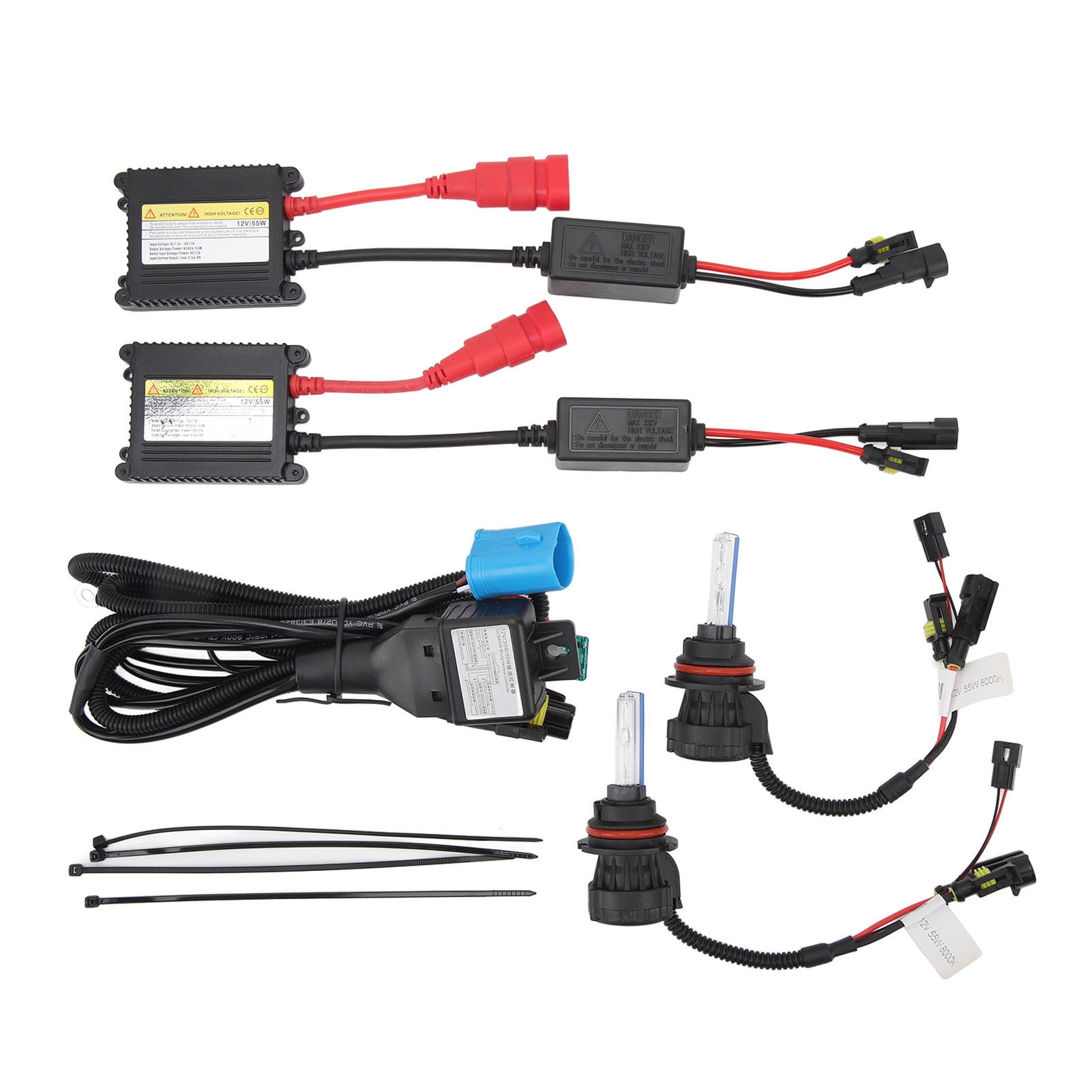 DC12V 55W HID Xenon Bulb Kit Super Bright High Low Beam 5500LM Xenon Bulb Conversion Bundle for ...
