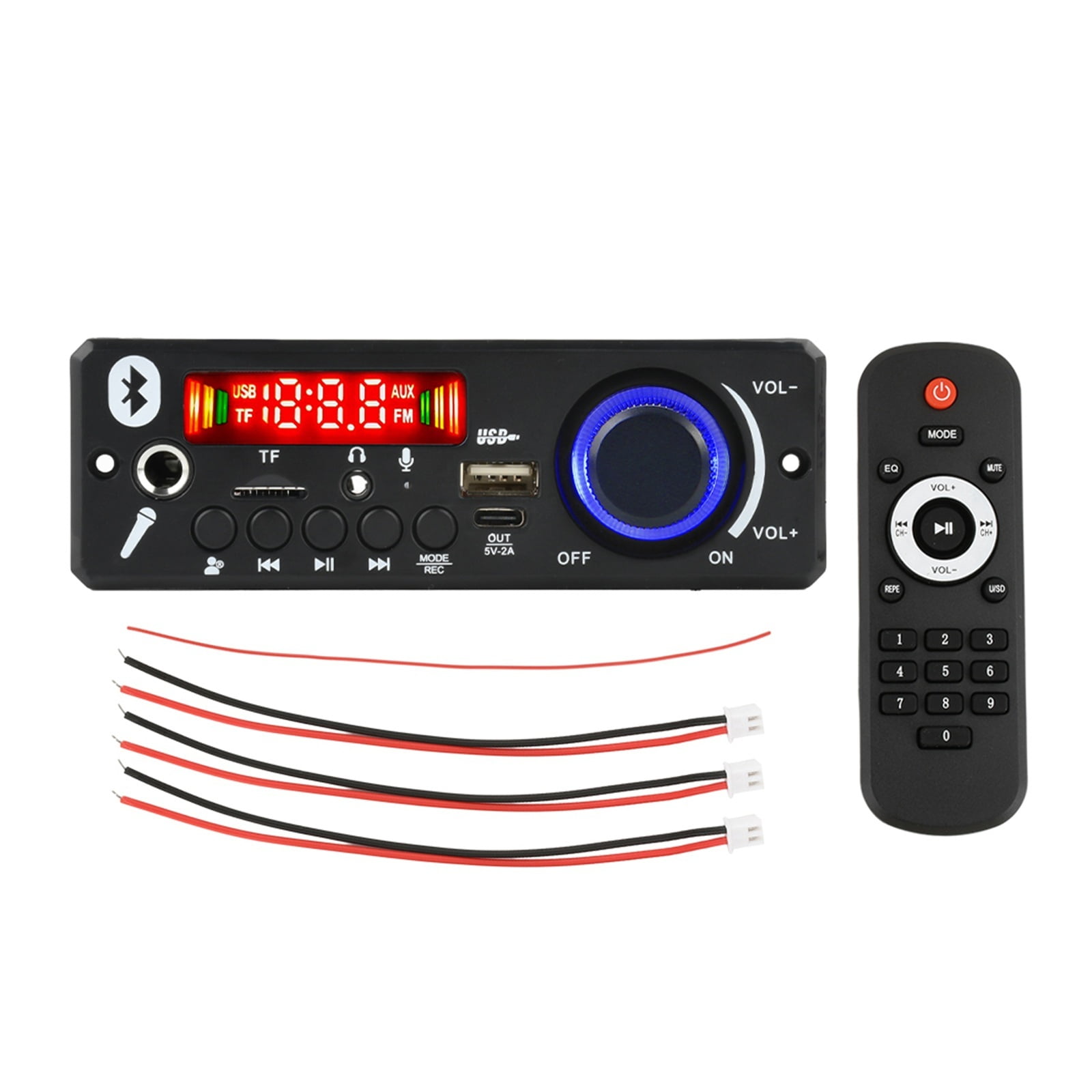 DC12V Bluetooth Amplifier FM MP3 Decoder Module Dual Channel 80W*2 ...