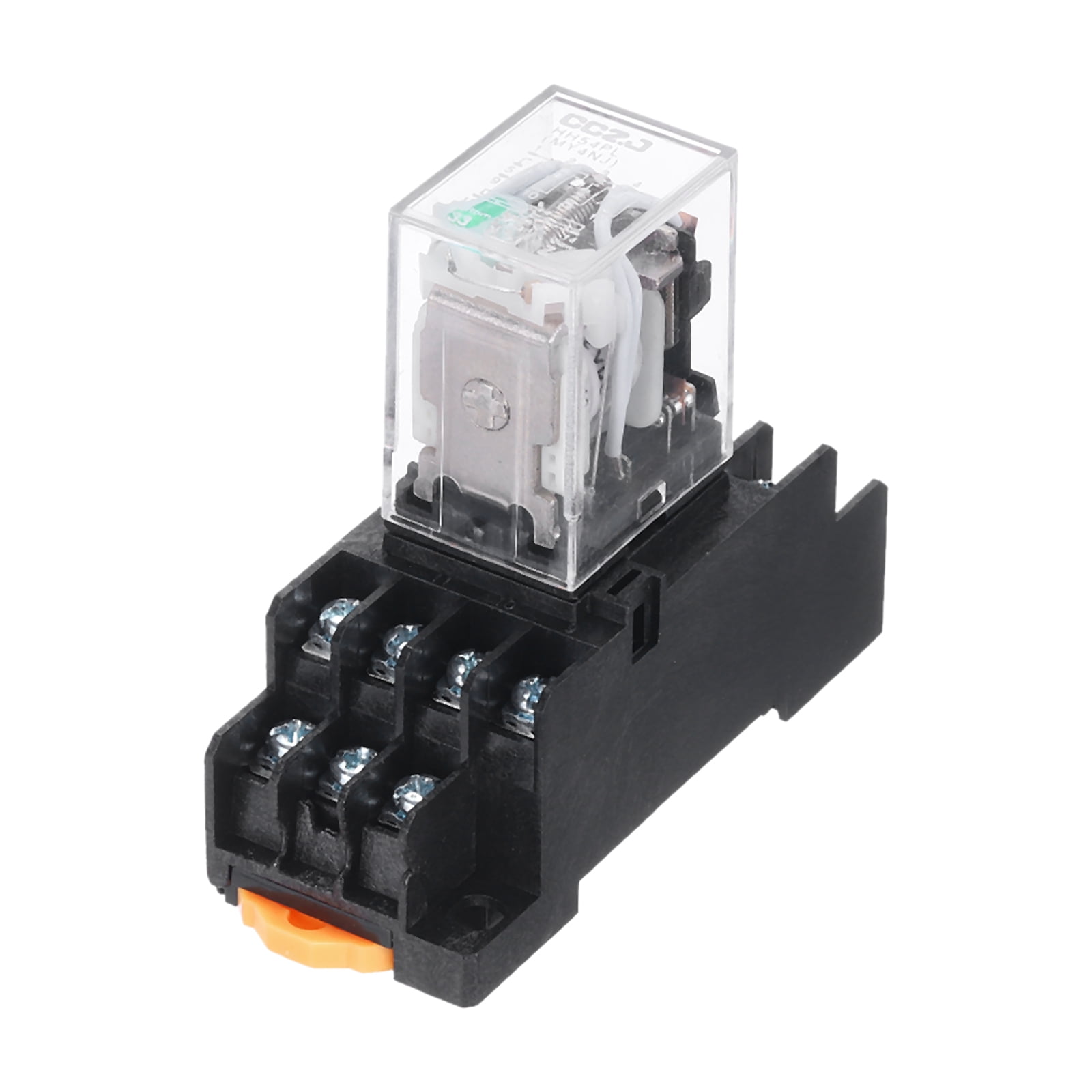 DC12V Electromagnetic Power Relay 14-Pin AC/DC DPDT 4NO+4NC Relay Coil with Socket Base with LED ...