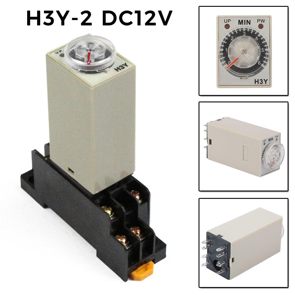DC12V H3Y-2 On Type Delay Timer Time Relay 1s 5s 10s 30s 60s 10m 30m 1h ...