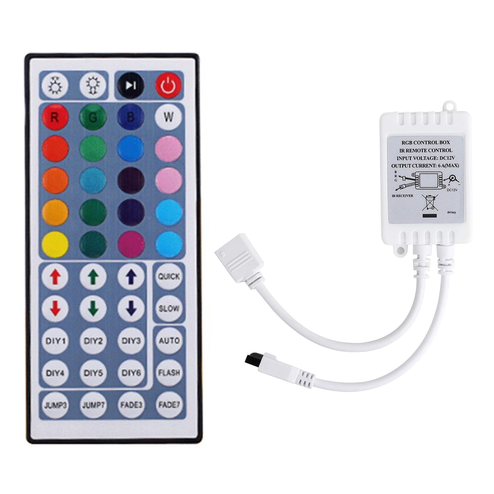 DC12V LED Controller+44 Keys Remote Control RGB Box IR Light Strip ...