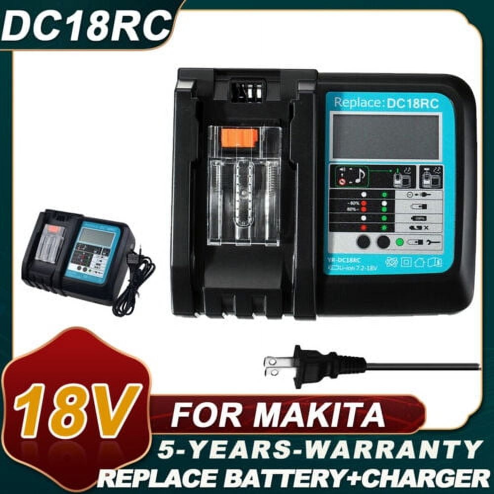 DC18RC 18V 3A Rapid Battery Charger w/ LED Screen for All Makita 14.4V-18V LXT Lithium-Ion ...