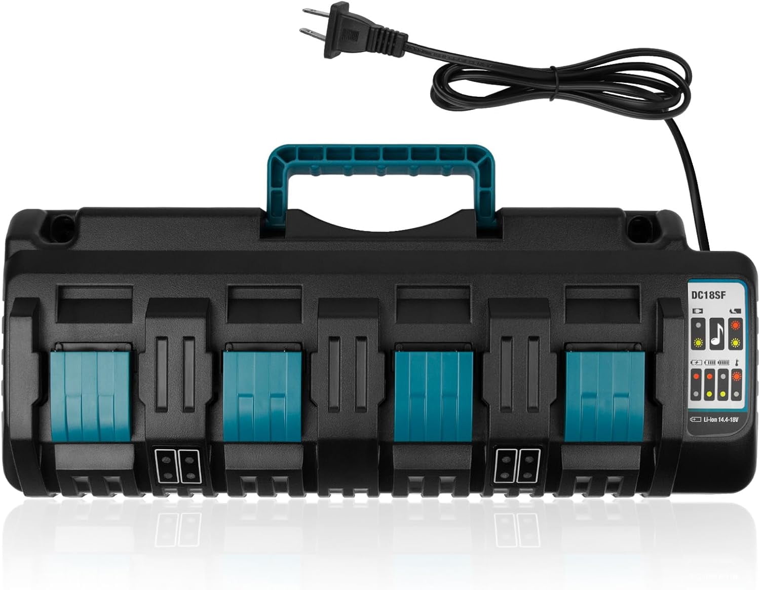 DC18SF 14.4V/18V Rapid 4-Port Charger with USB Ports for Makita 14.4V-18V Battery BL1850B ...