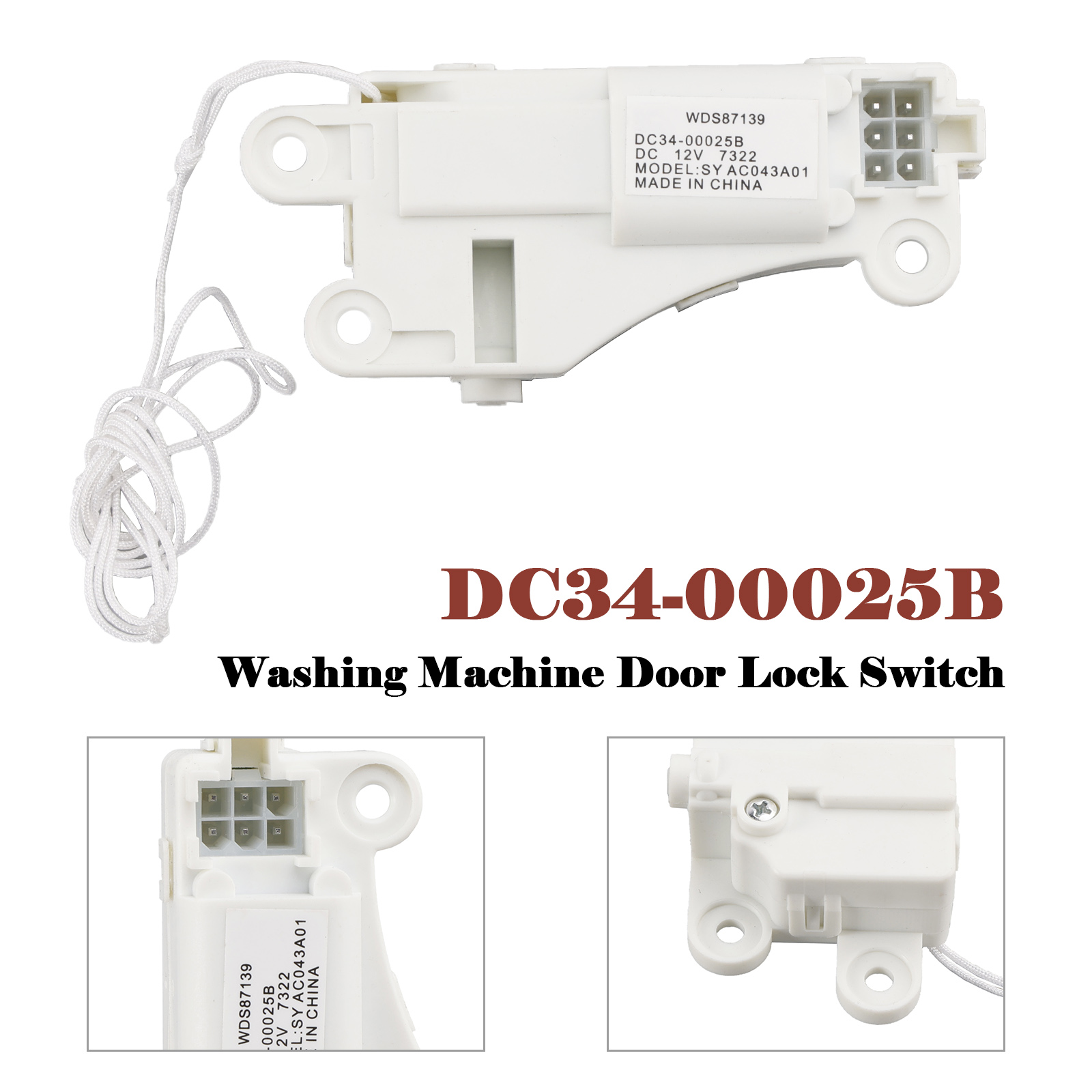 DC34-00025B Washing Machine Door Lock Switch Washer Door Lock Switch ...
