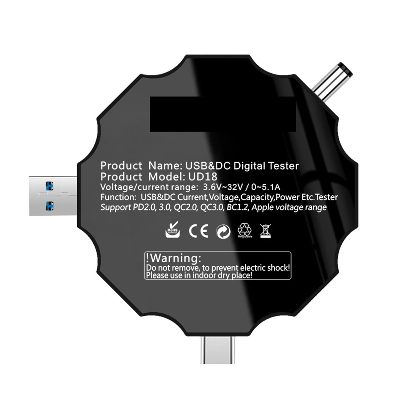 DC5.5 For APP 18 In 1 USB 3.0 Tester Dc Digital Voltmeter Power Bank ...