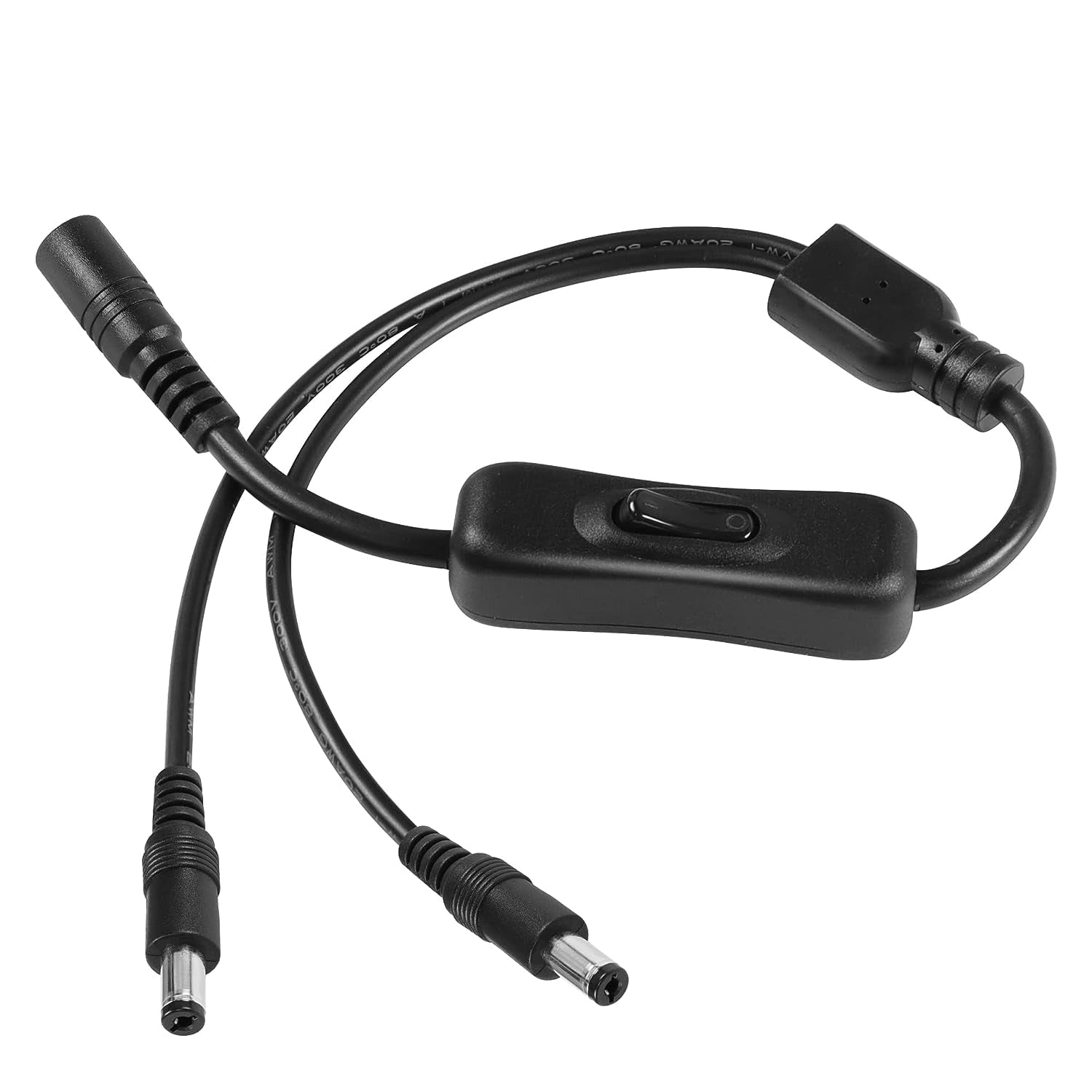 DC5521 Y Splitter Power Cable with Switch, DC 5.5mm x 2.1mm 1 Female to ...
