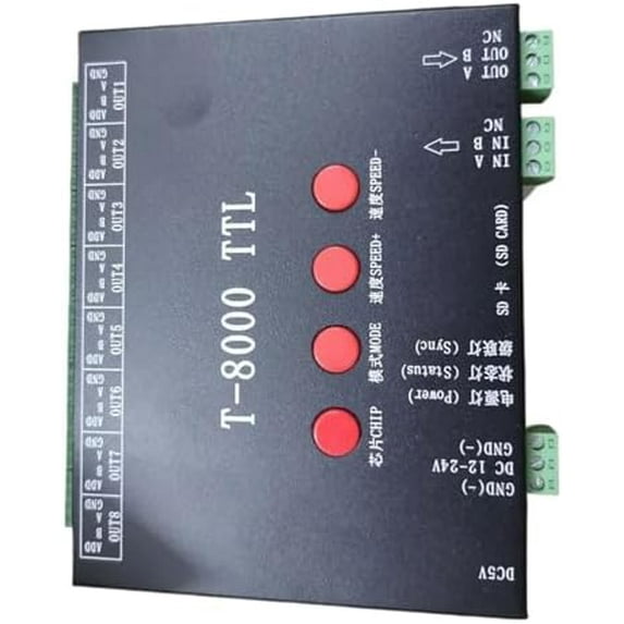 DC5V 12V-24V T-8000A TTL LED Pixel Controller with SD Card Program Suitable for ws2812b/WS2811 ...
