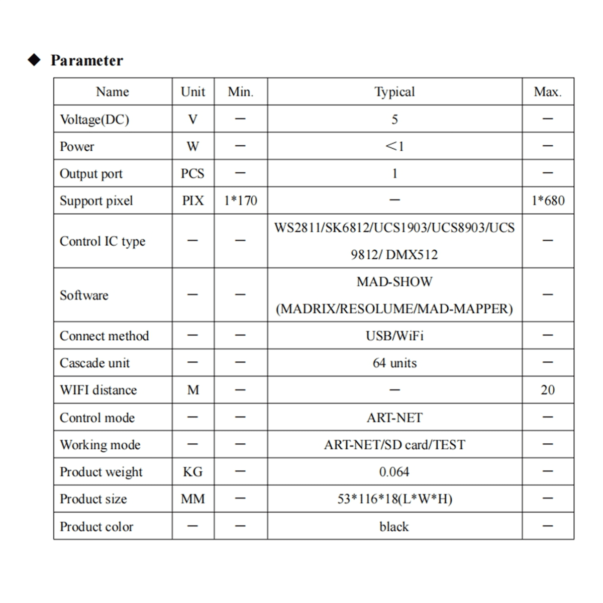 DC5V AN104 WIFI Led Controller Support ARTNET/Built-in Effect/DMX Code Writing Mode with Adapter ...