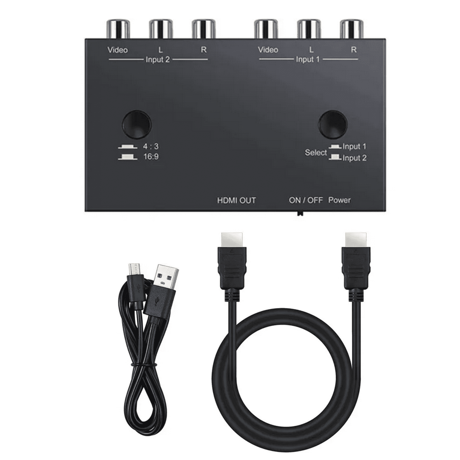 DC5V1A 2 Port AV To HDMI Converter 2RCA To HDMI Adapter 2AV To HDMI ...