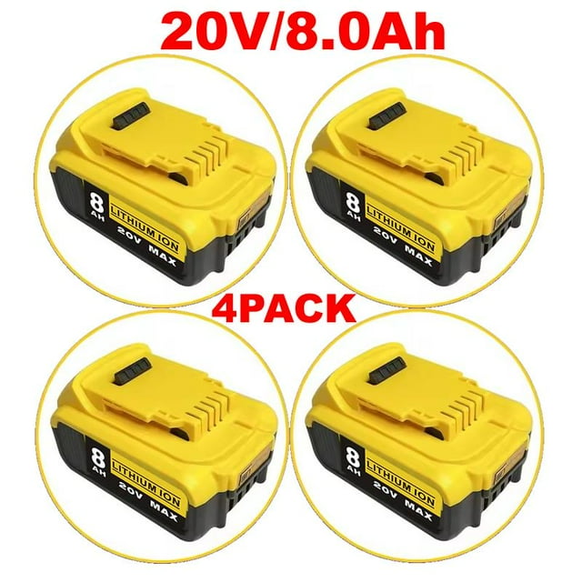DCB200 4-pack 2-pack 1-pack 20V 8.0Ah Lithium-lon Replacement Power Packs forDeWalt 20V MAX XR ...