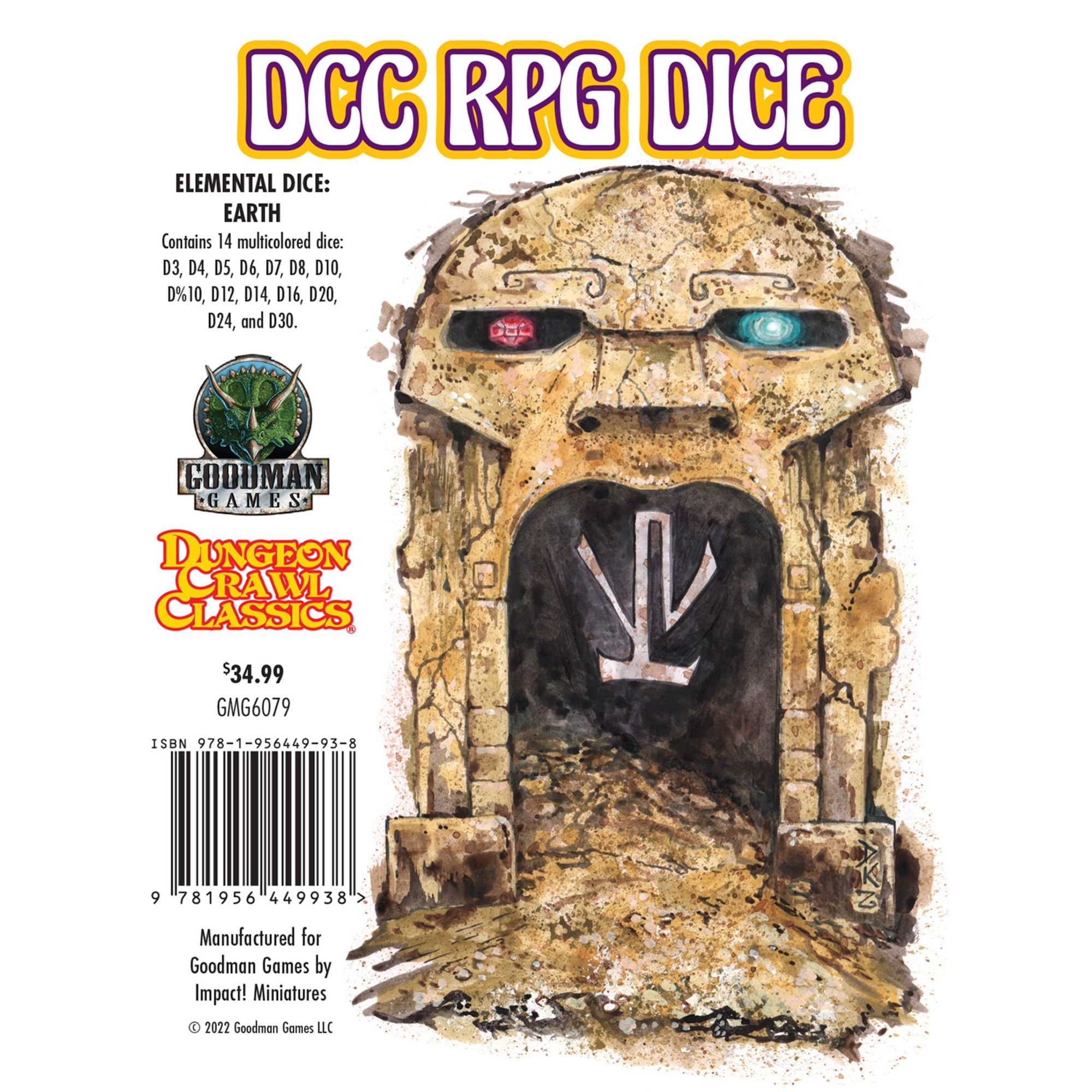 DCC RPG Dice Set Elemental Dice: Earth - 14 Piece Themed Dice Set ...