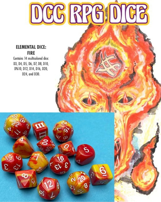 DCC RPG Dice Set Elemental Dice: Fire - 14 Piece Themed Dice Set ...